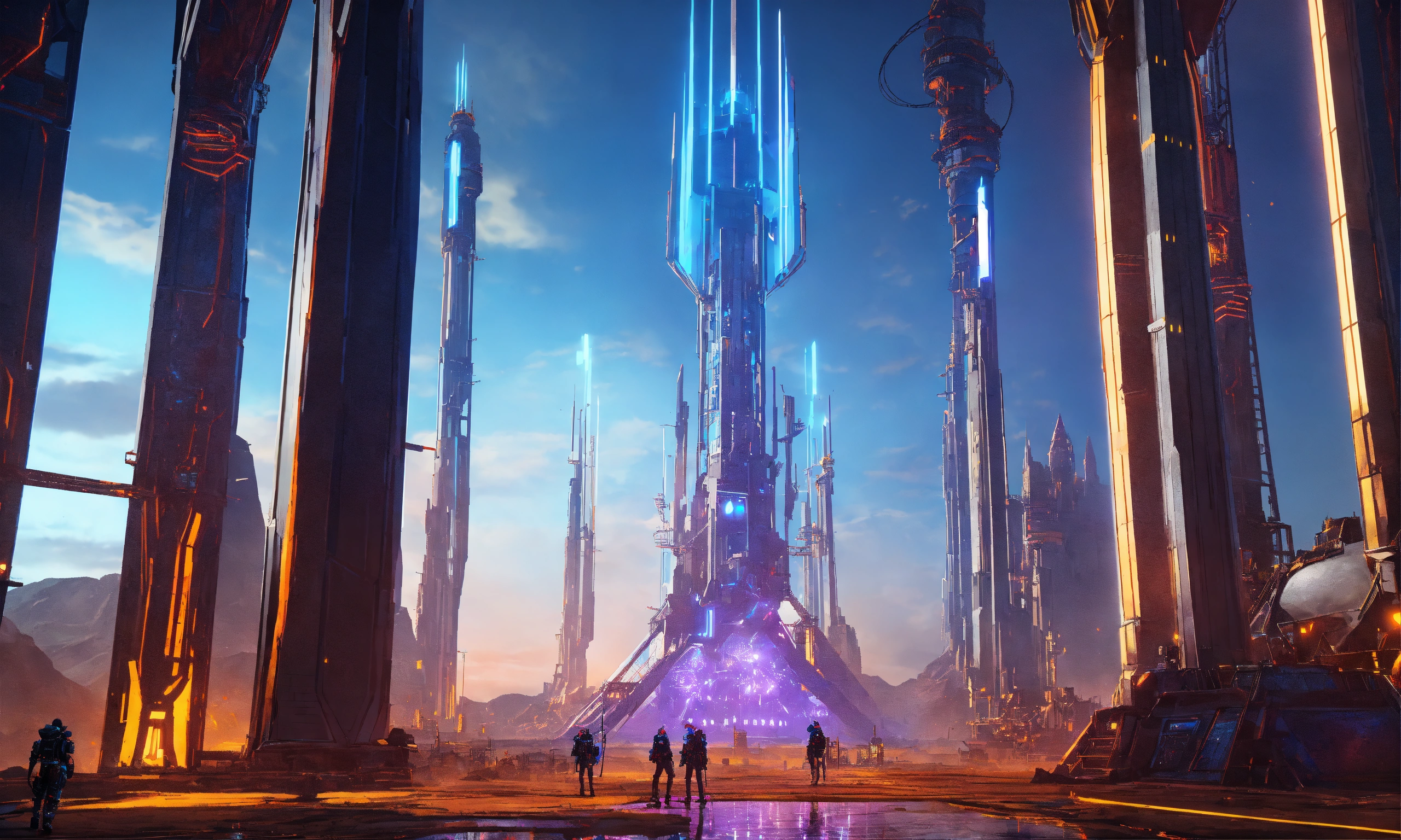 Lexica - Robotic matrix machines fly toward their base at a tall ...