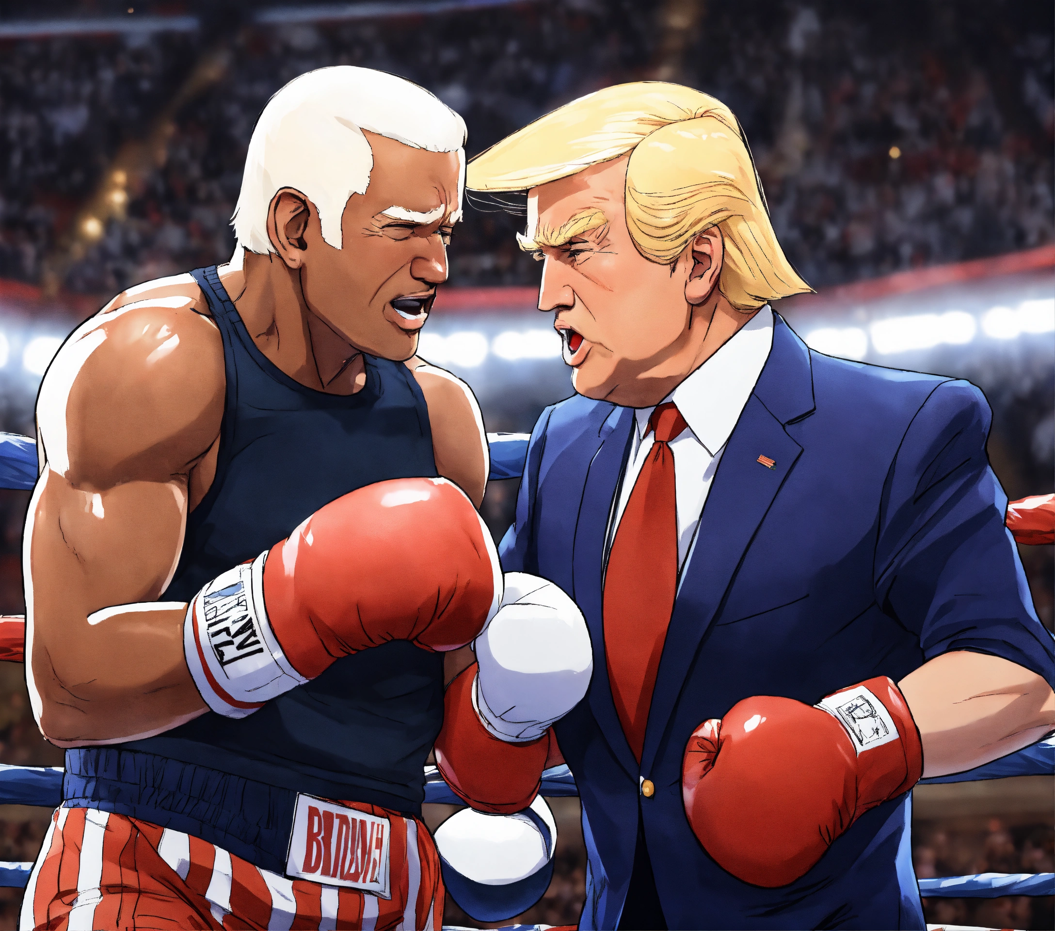 Lexica - President Trump boxing with president Biden, Anime, 8k