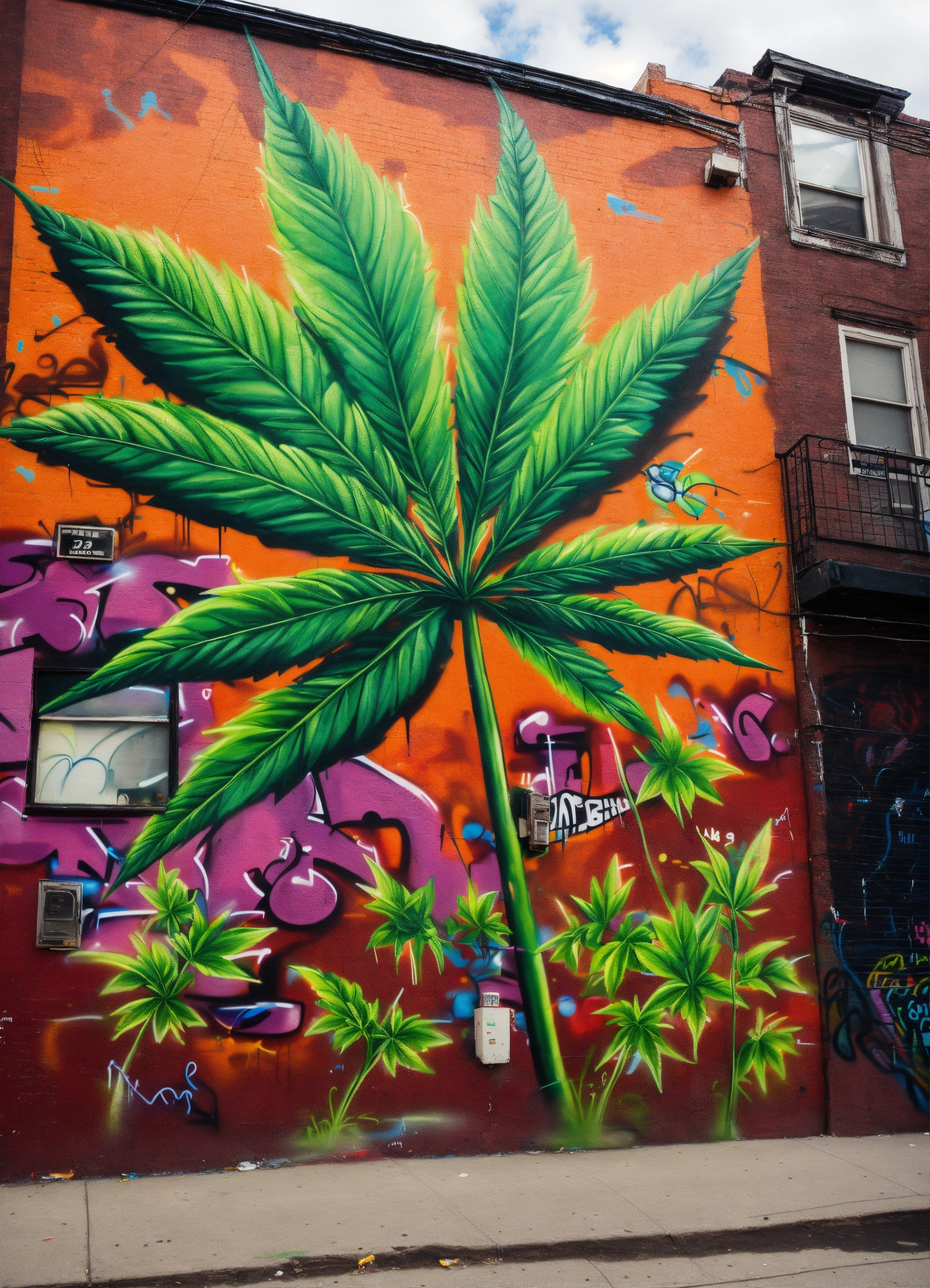 Lexica - Nyc graffiti mural weed theme