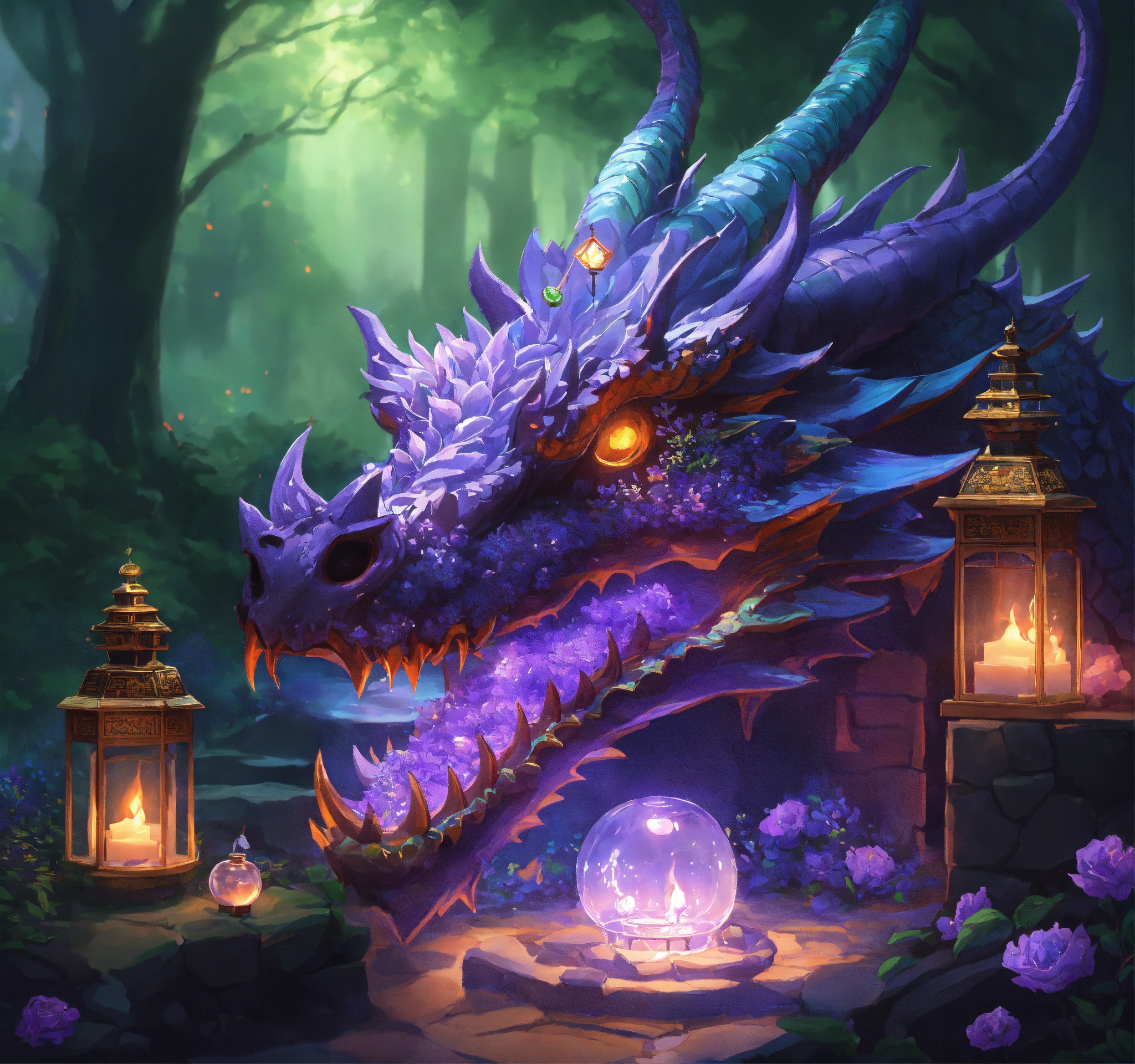Lexica - A shrine worshipping a giant dead dragon's skull. You can see ...