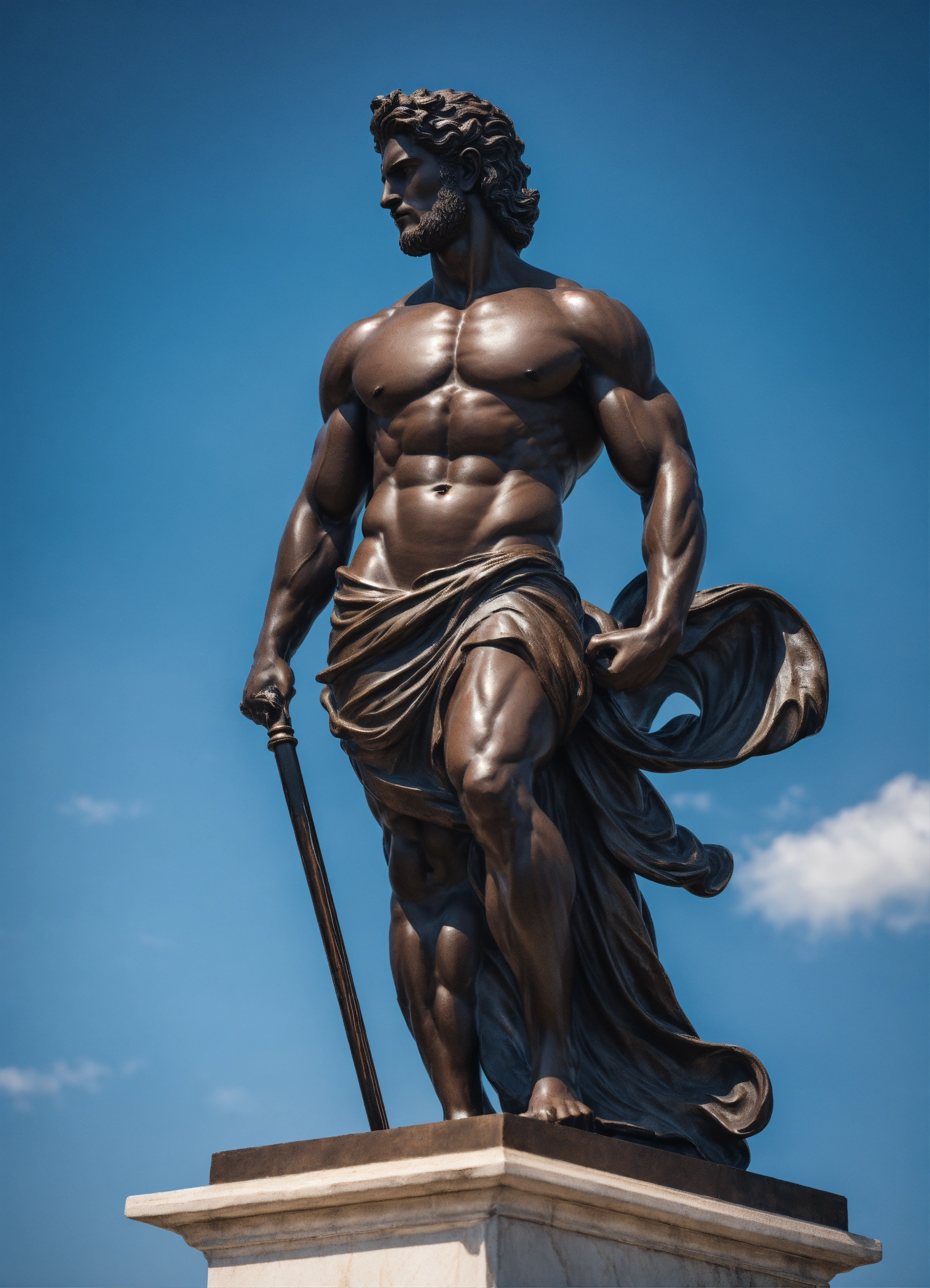 Lexica - A Statue from a muscular Greek god Statue with a wavey middel ...