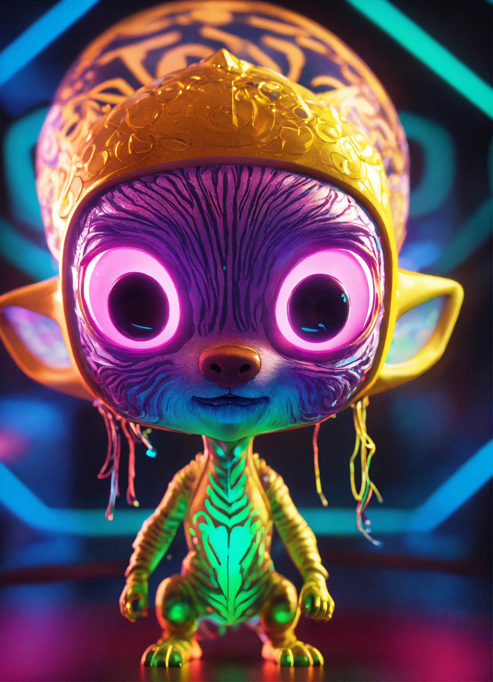 Lexica - Gelly cute adorable alien monster, full-body, neon glow ...