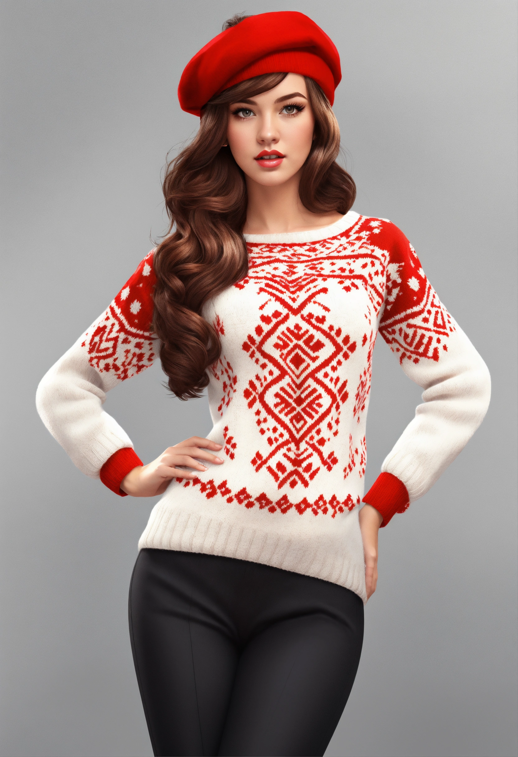 Lexica - Full body, beautiful pinup woman, long brown hair and large ...