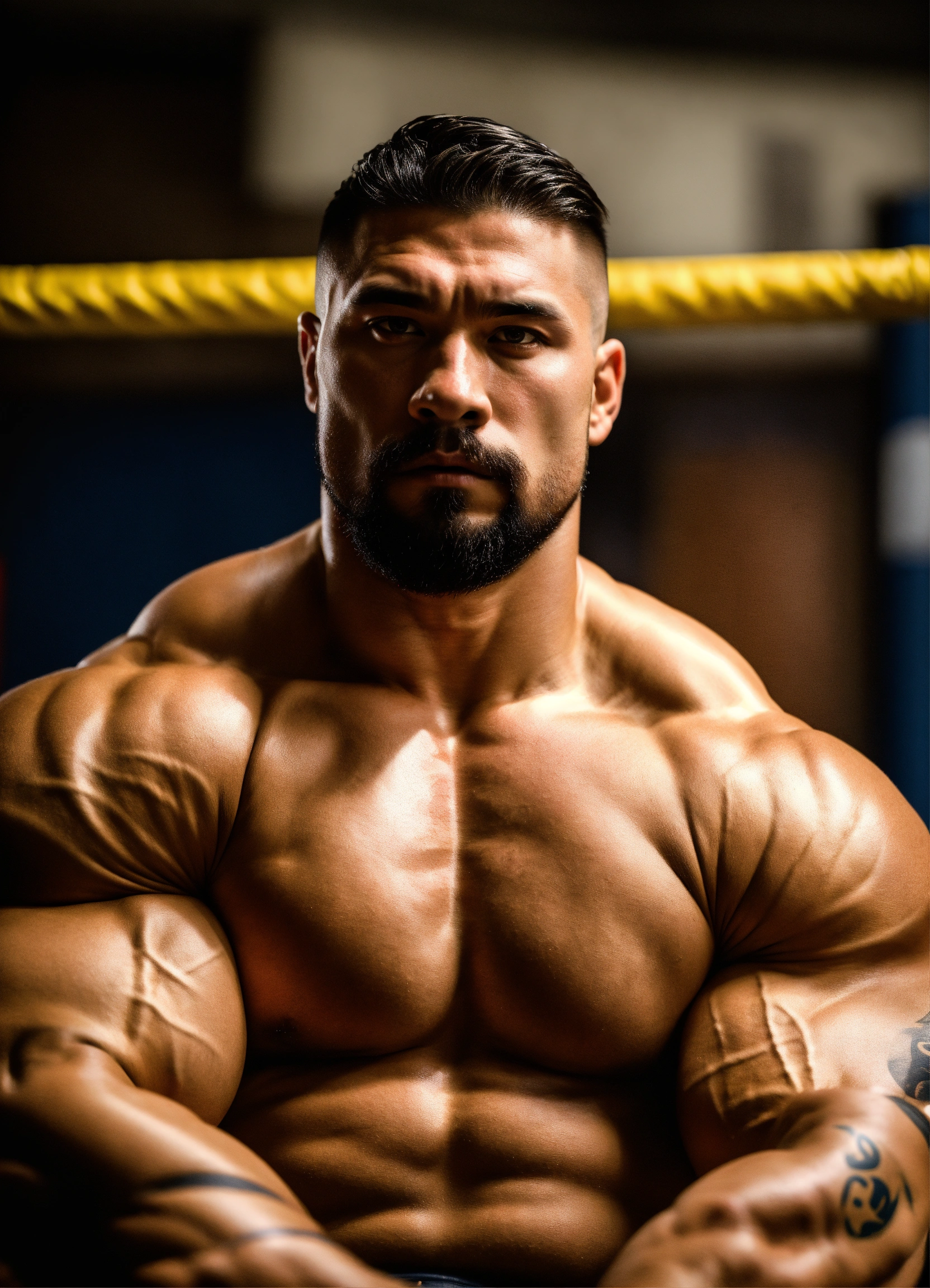 Lexica - 30-year-old wrestler with big muscles in a dojo, bodybuilder ...