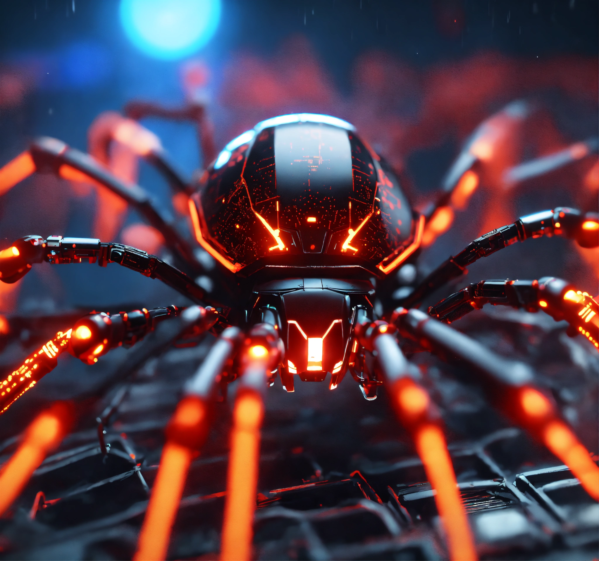 Lexica - Zoom out on a hundreds of black widow micro bot spiders, with ...