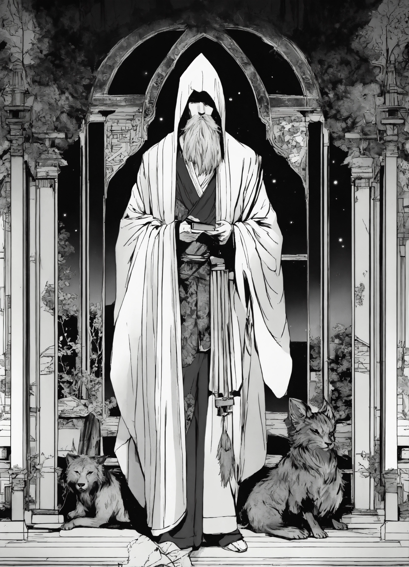 Lexica Hermit Black And White Manga Style