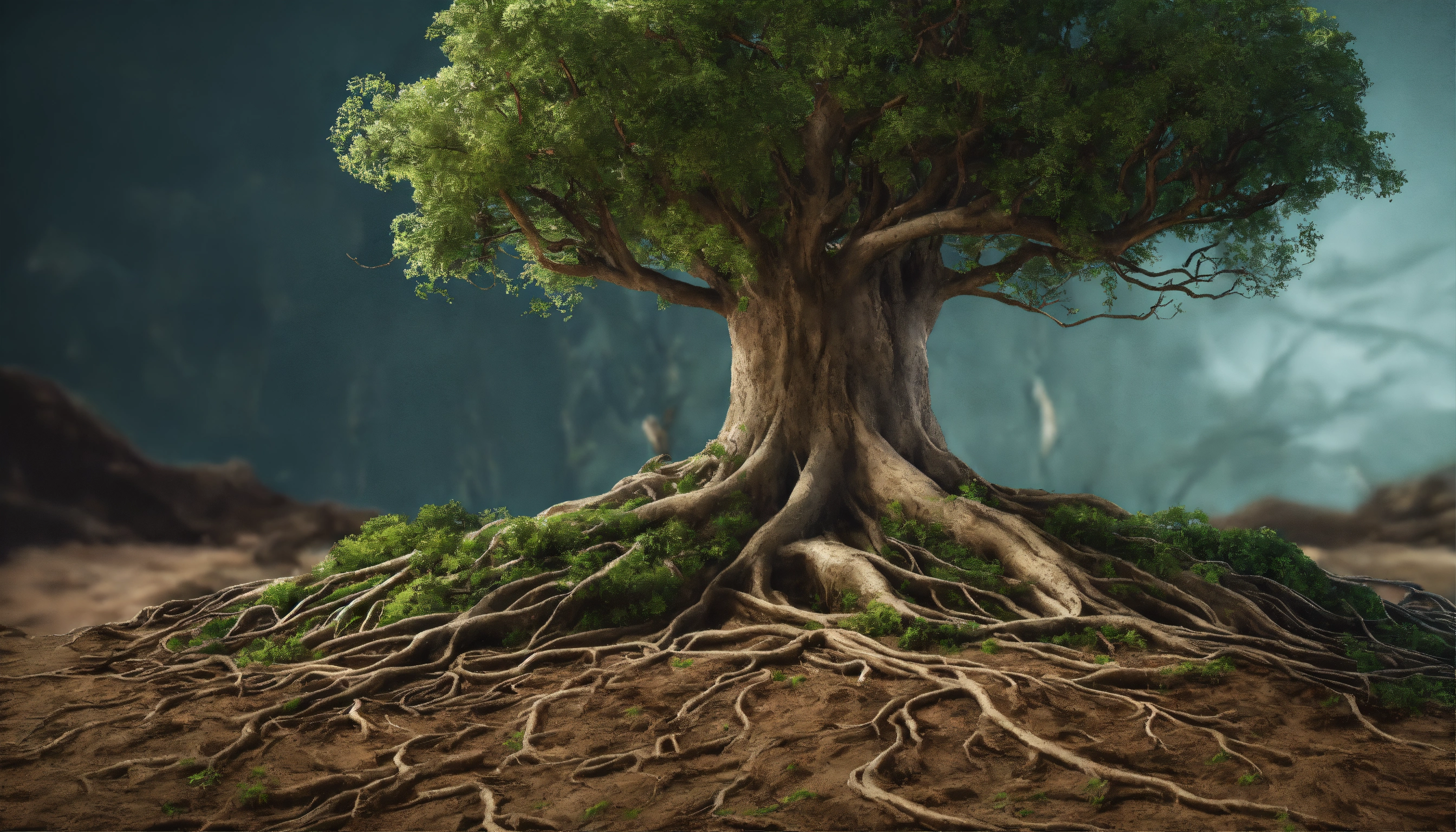 Lexica - Cut through image of tree roots going deep into the ground. In ...