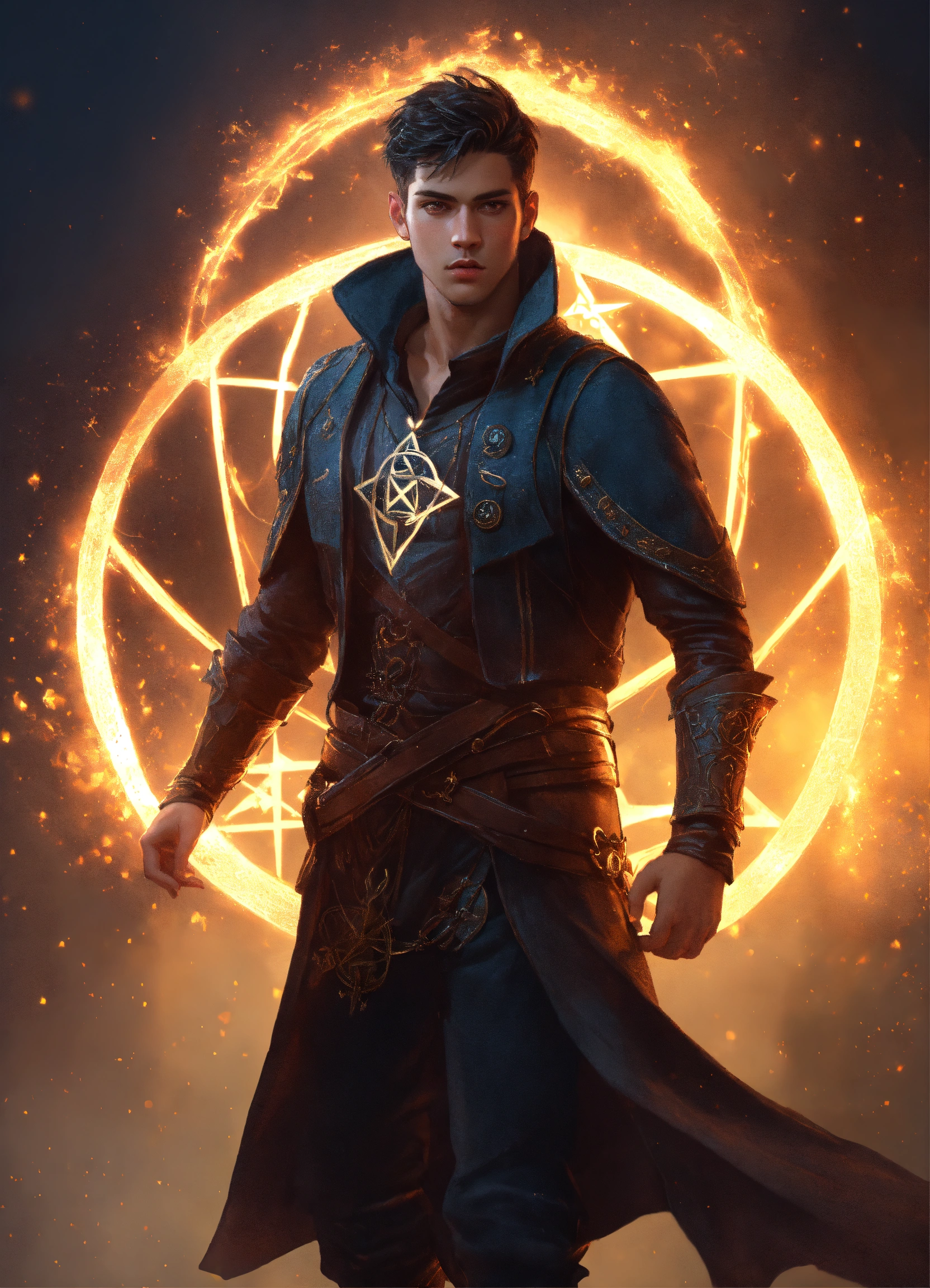 Lexica - A realistic full body portrait of a young powerful male mage ...