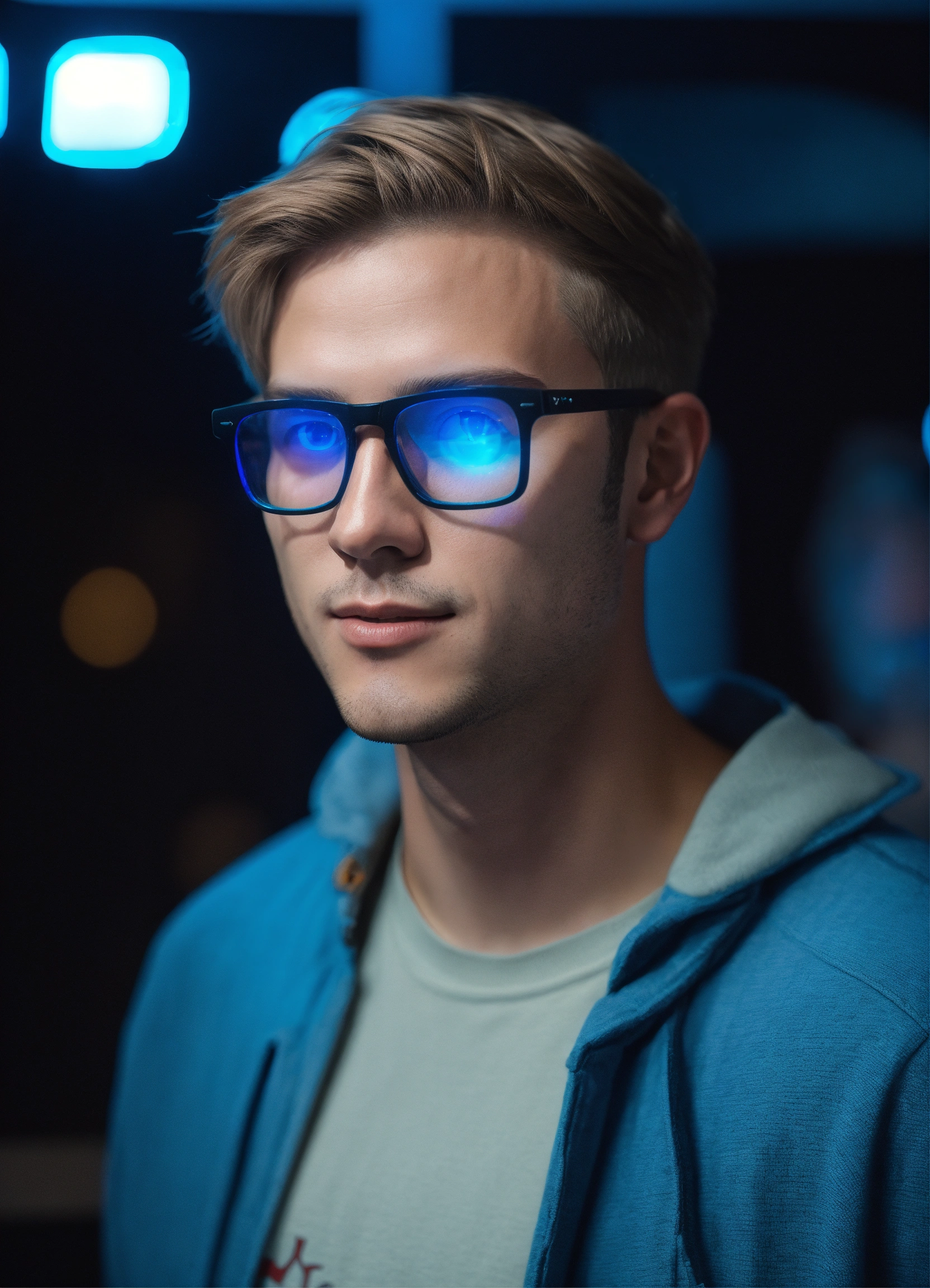 Lexica - Male streamer, short dark blonde hair, no facial hair, square ...