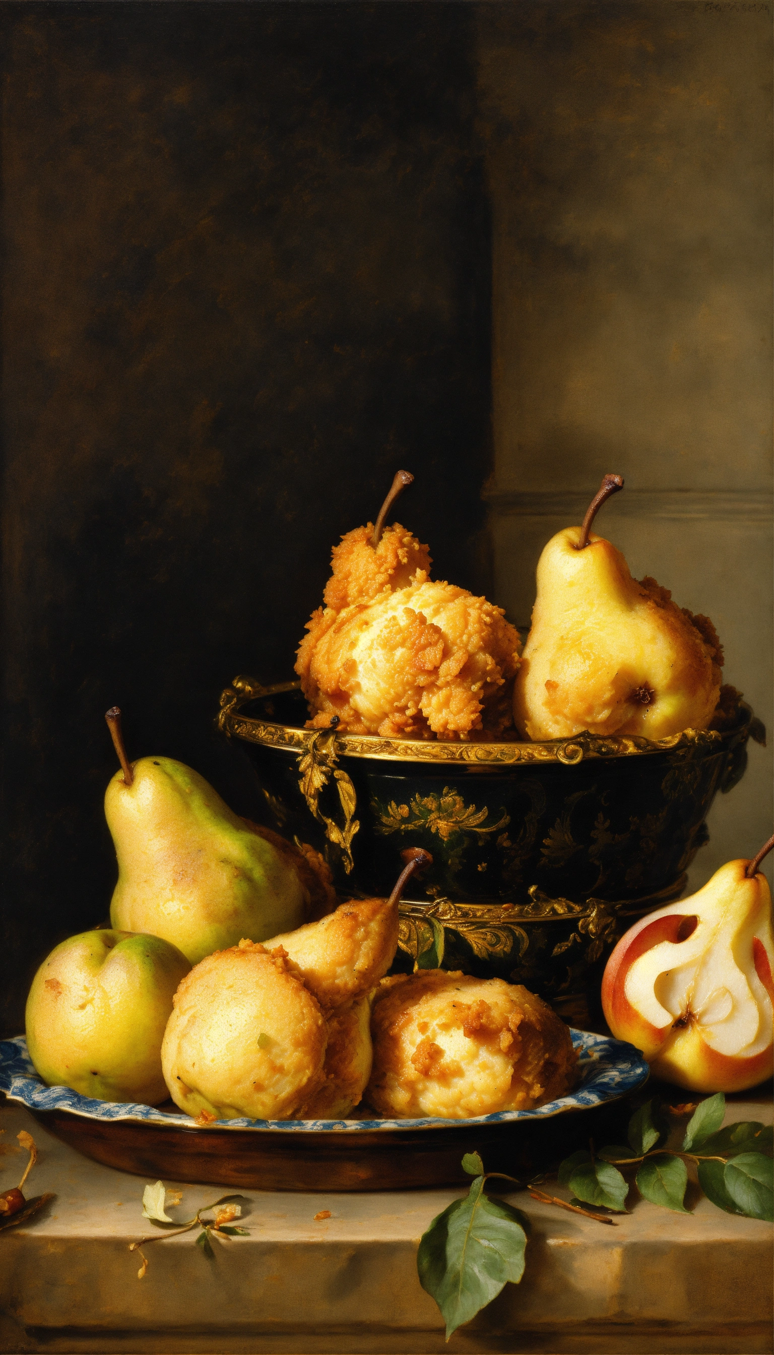 Lexica - Still life with fried chicken and pears by Peter Paul Rubens