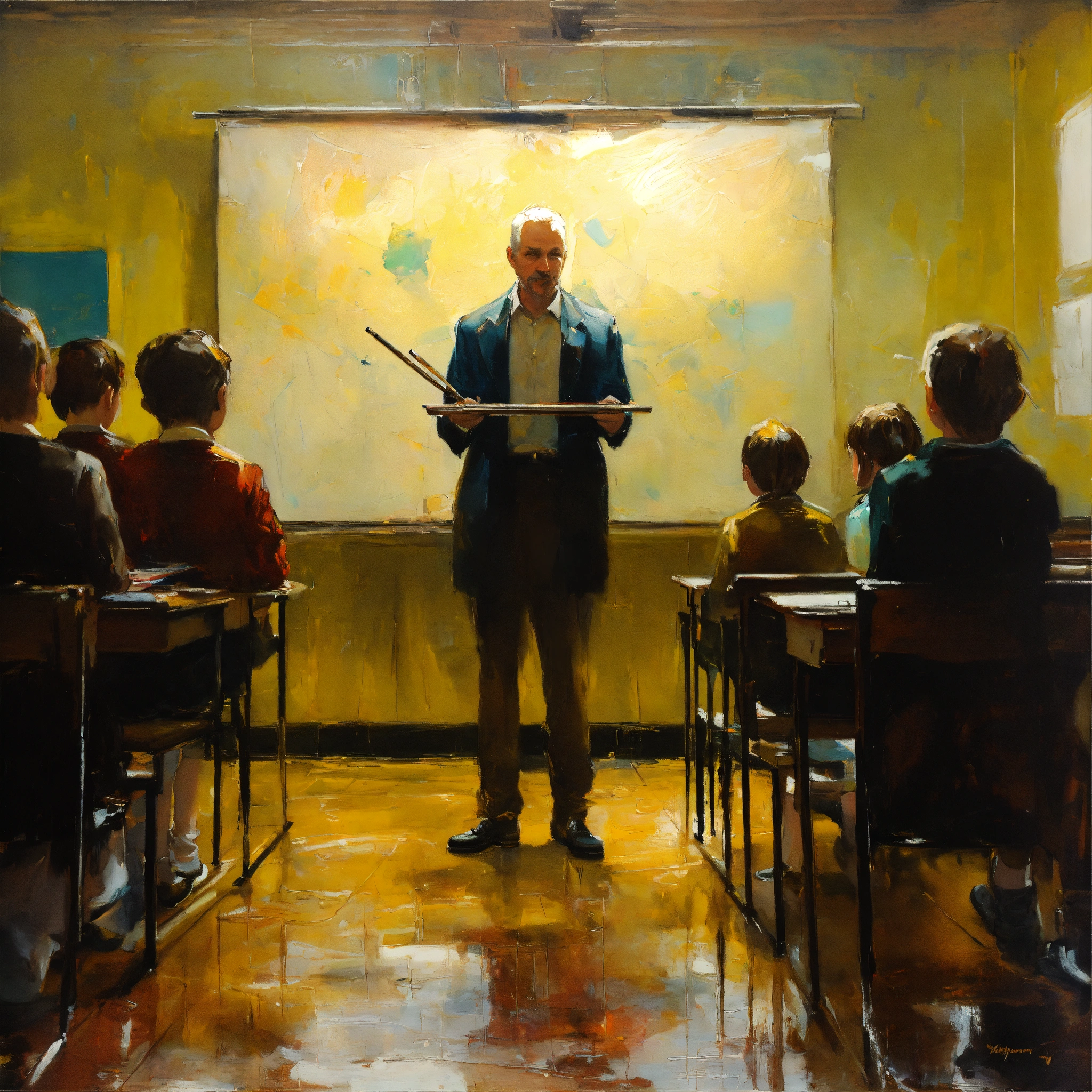 Lexica - The teacher is standing with rods in front of the class, the ...