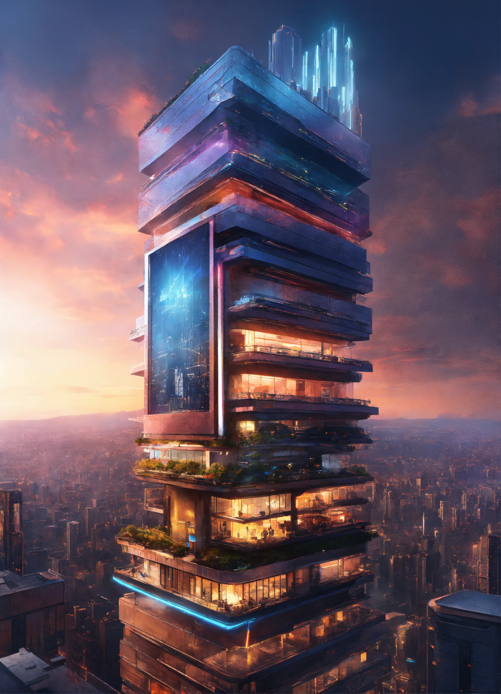 Lexica - Person one top of a building in a futuristic city that it's ...
