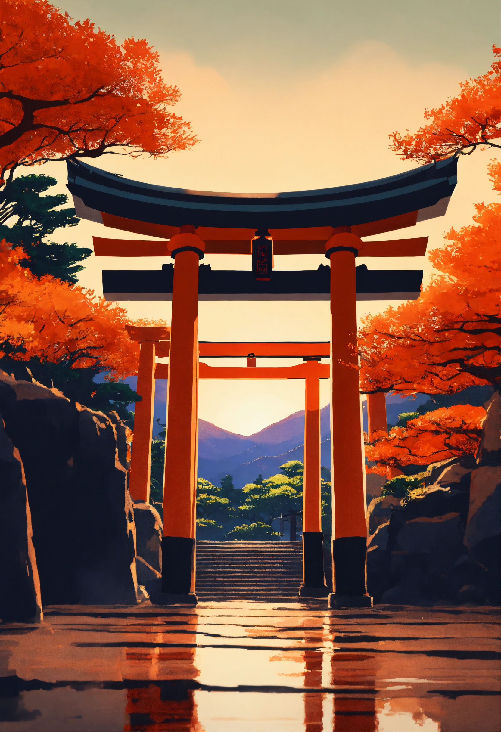 Lexica - An animation-style image of the Senbon torii of the Fushimi ...