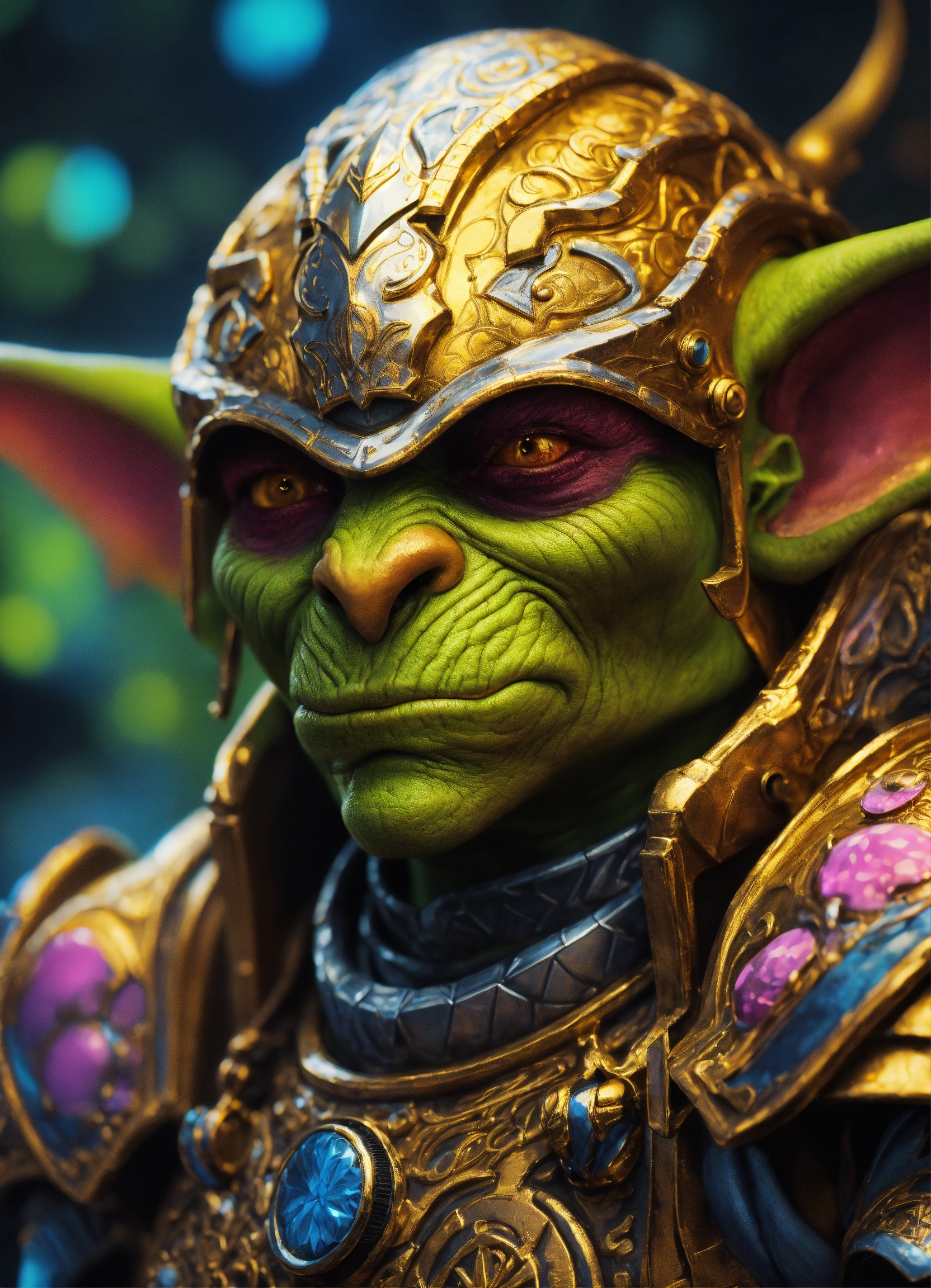 Lexica - A colorful portrait of a goblin, A FIERCE goblin IN FULL ...