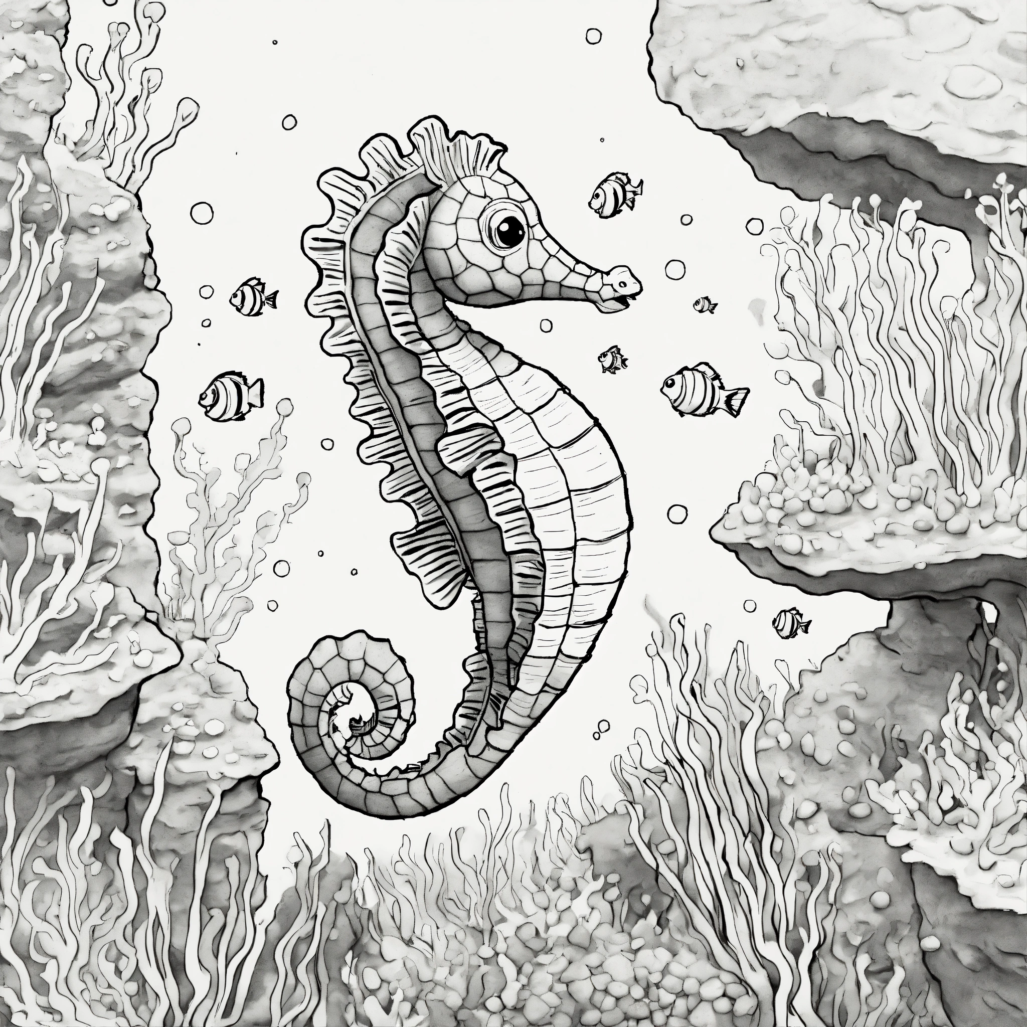 Lexica - Cute Seahorse discovering a new coral formation, for a toddler ...
