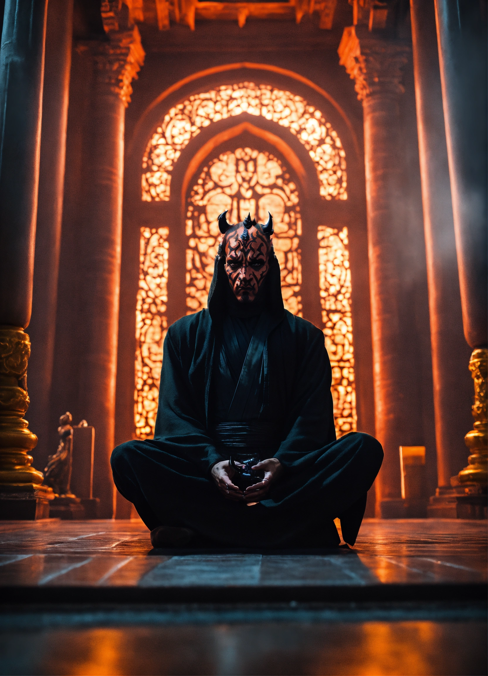 Lexica - Gothic aesthetic, darth maul meditating, in a temple, gothic ...
