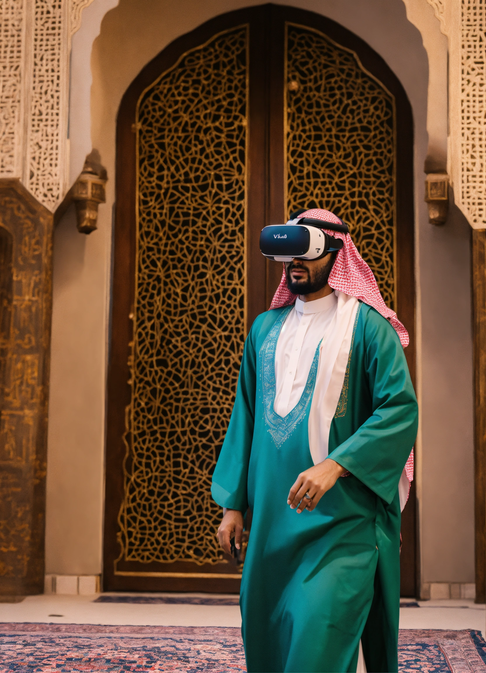 Lexica - Person with Saudi traditional cloth playing VR