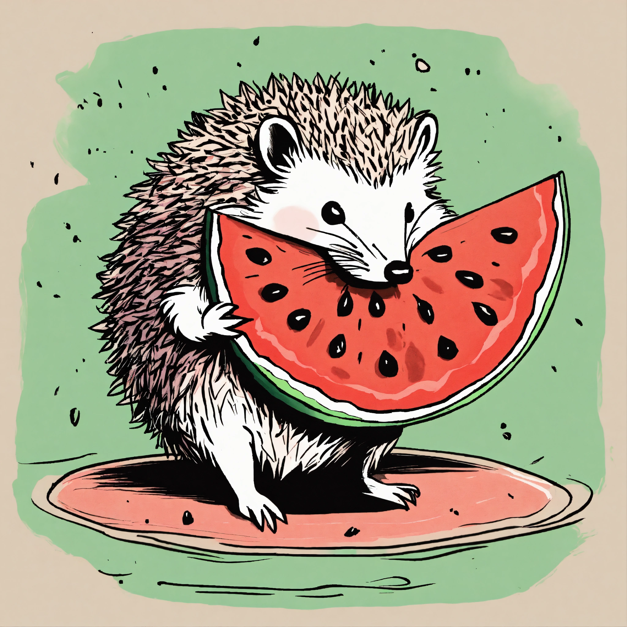 Lexica - A cute, happy hedgehog taking a bite from a piece of ...