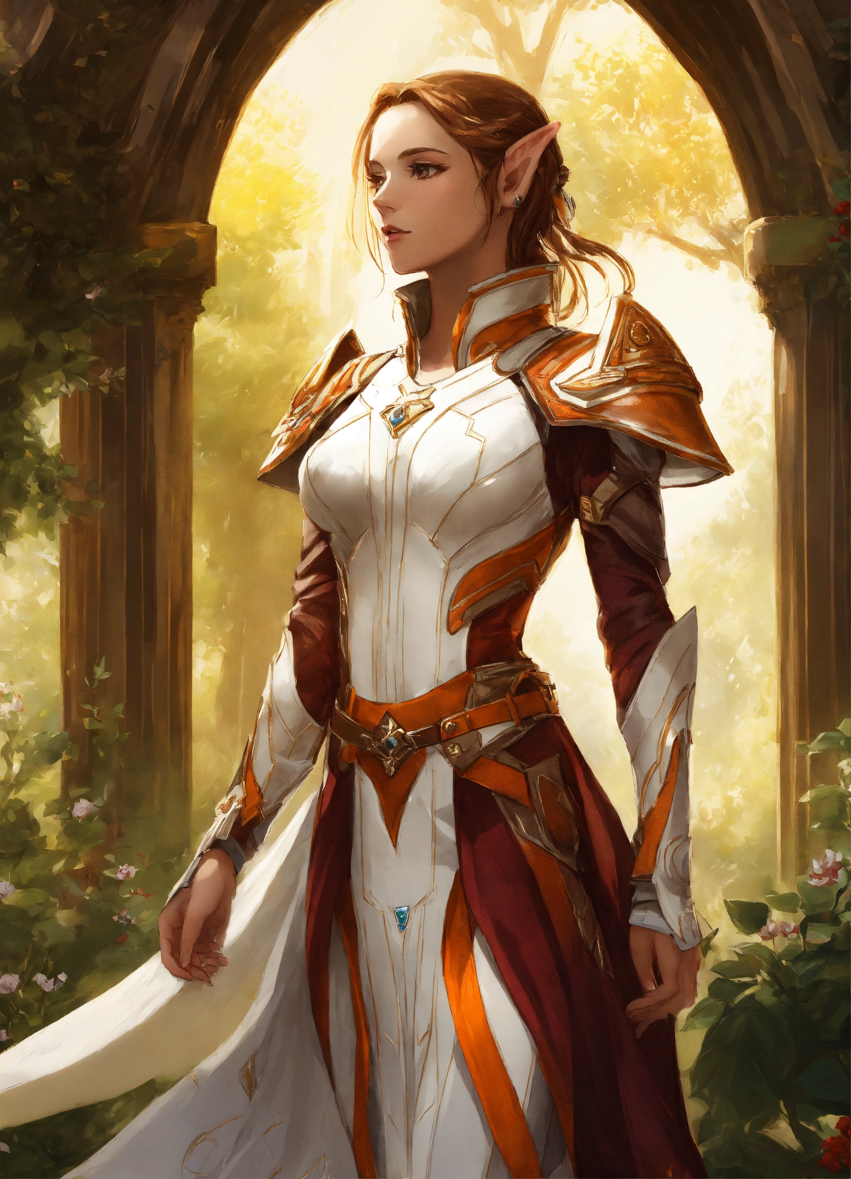 Lexica - Drawing of a sci fi high elf, space, palace, white cybernetic ...