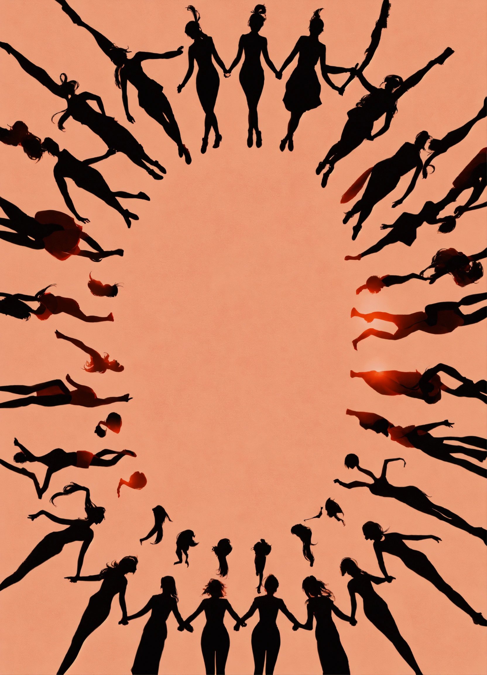Lexica - A circle of random female silhouettes, holding hands, aerial ...