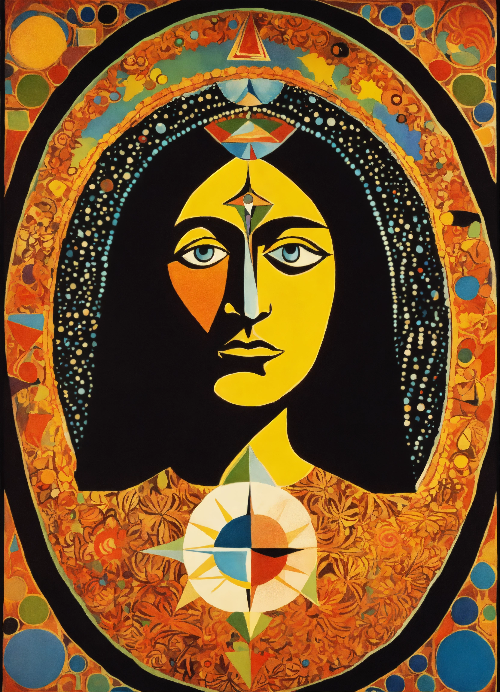 Lexica - Vintage poster hippie pablo picasso meditating seeing the ...