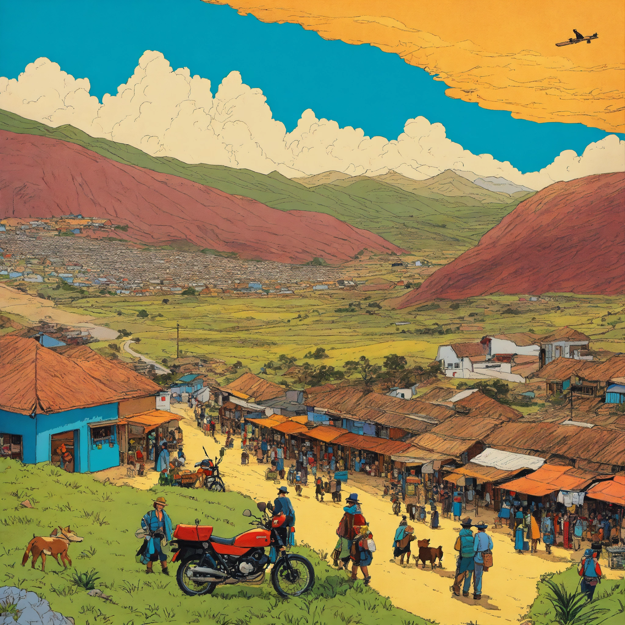 Lexica - Detailed, vibrant illustration of a peruvian landscape, in the ...