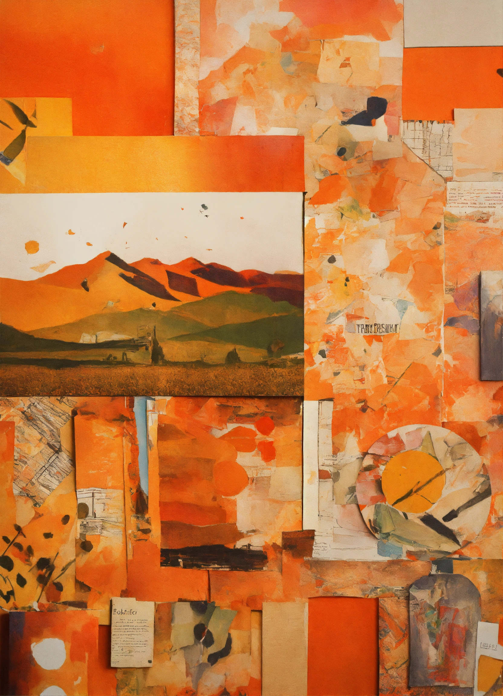 Lexica - Art therapy, hobby, collage, orange colors, poster