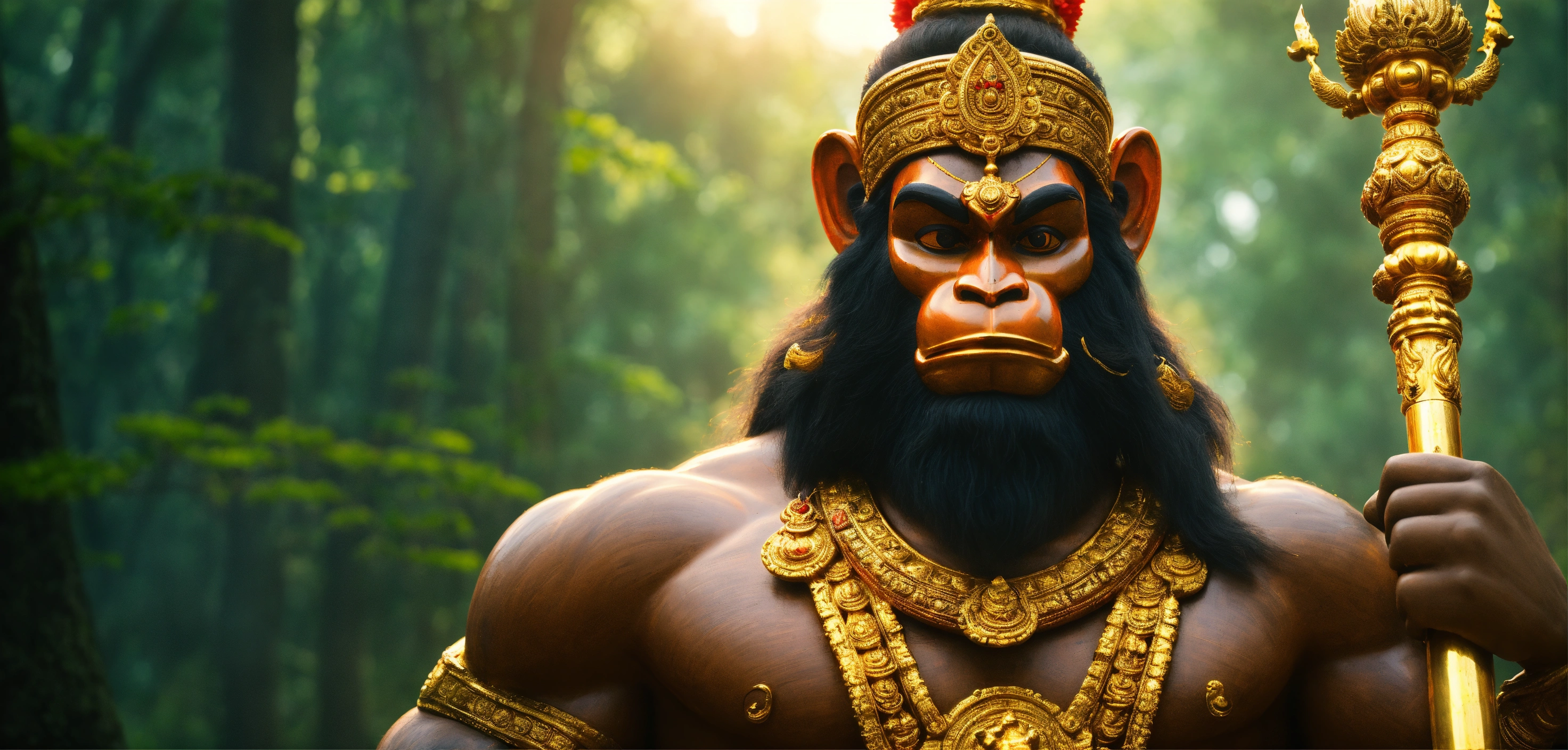 Lexica - A hindu god named hanuman, with strong body and gold to his ...