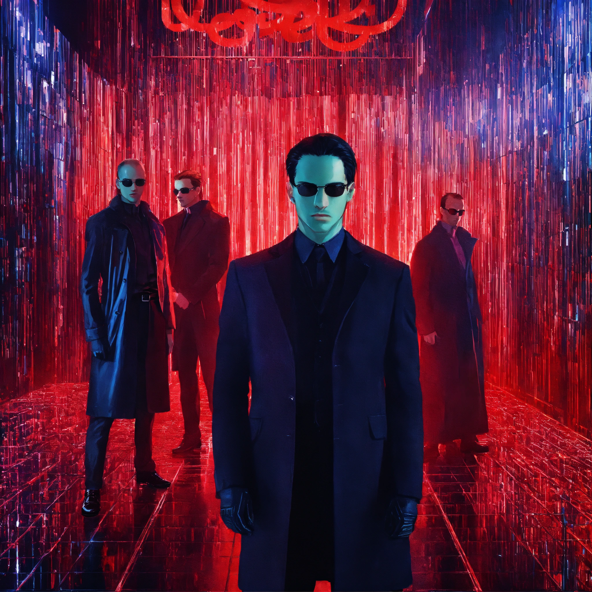 Lexica - Cover image for matrix themed party with red and blue colors
