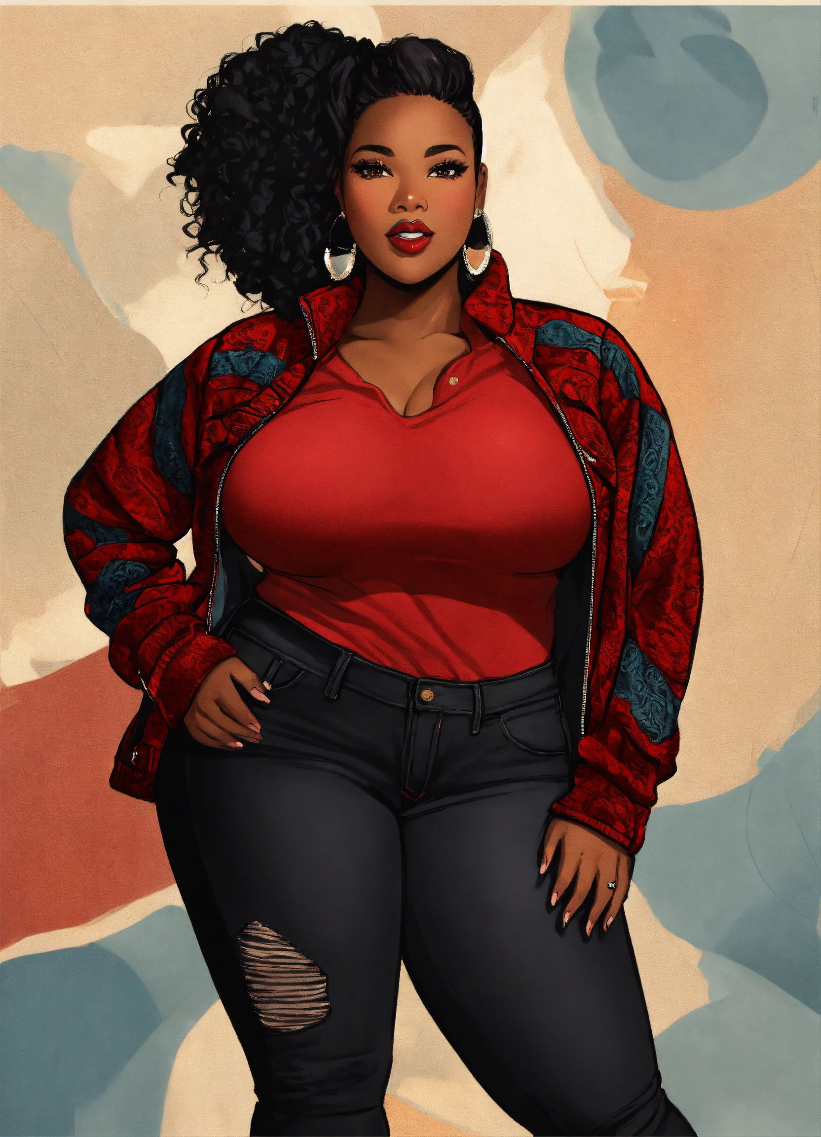 Lexica - Illustration of an exquisite full figured black woman with ...