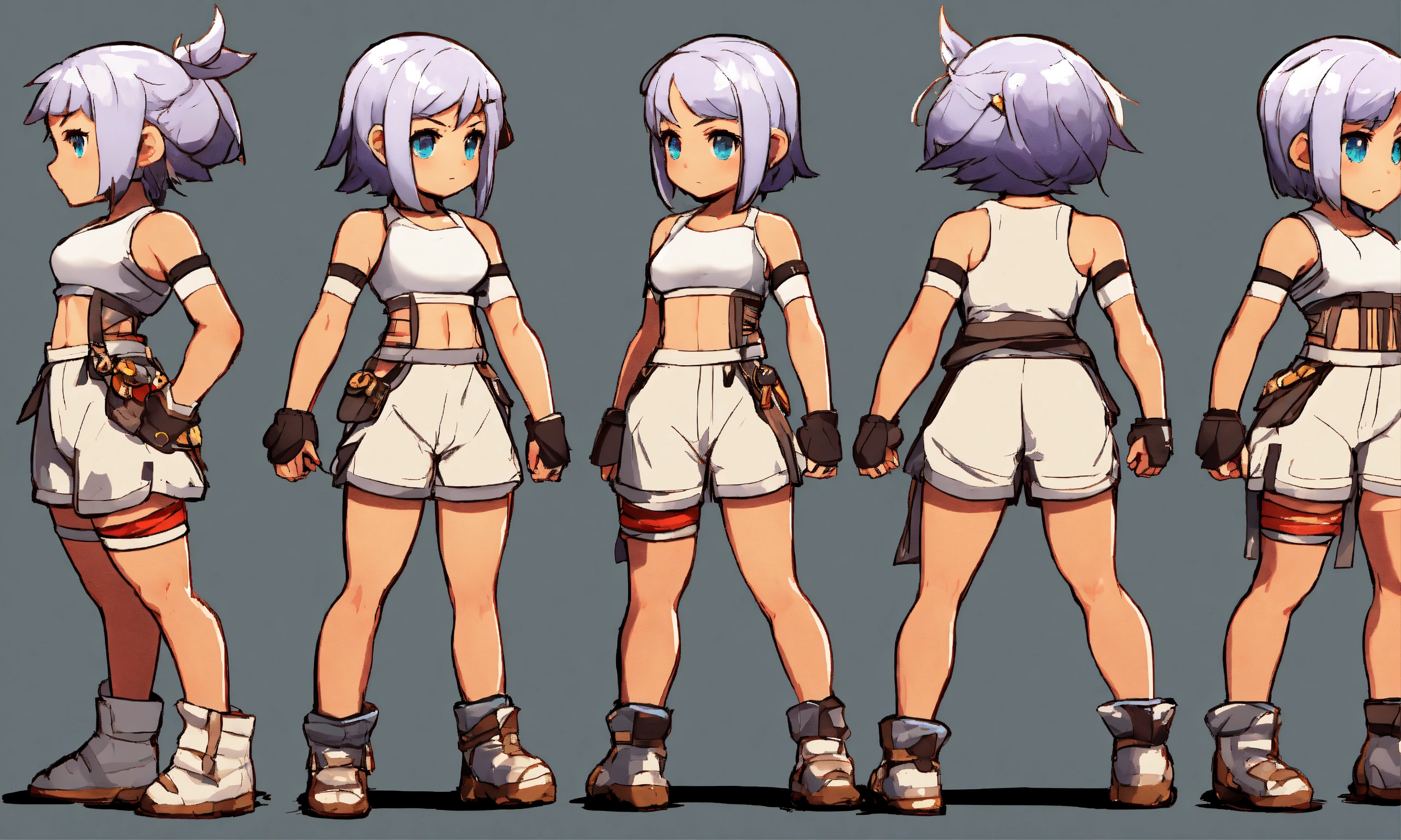 Lexica - Game assets, multiple poses, sprite sheet, girl, short hair ...