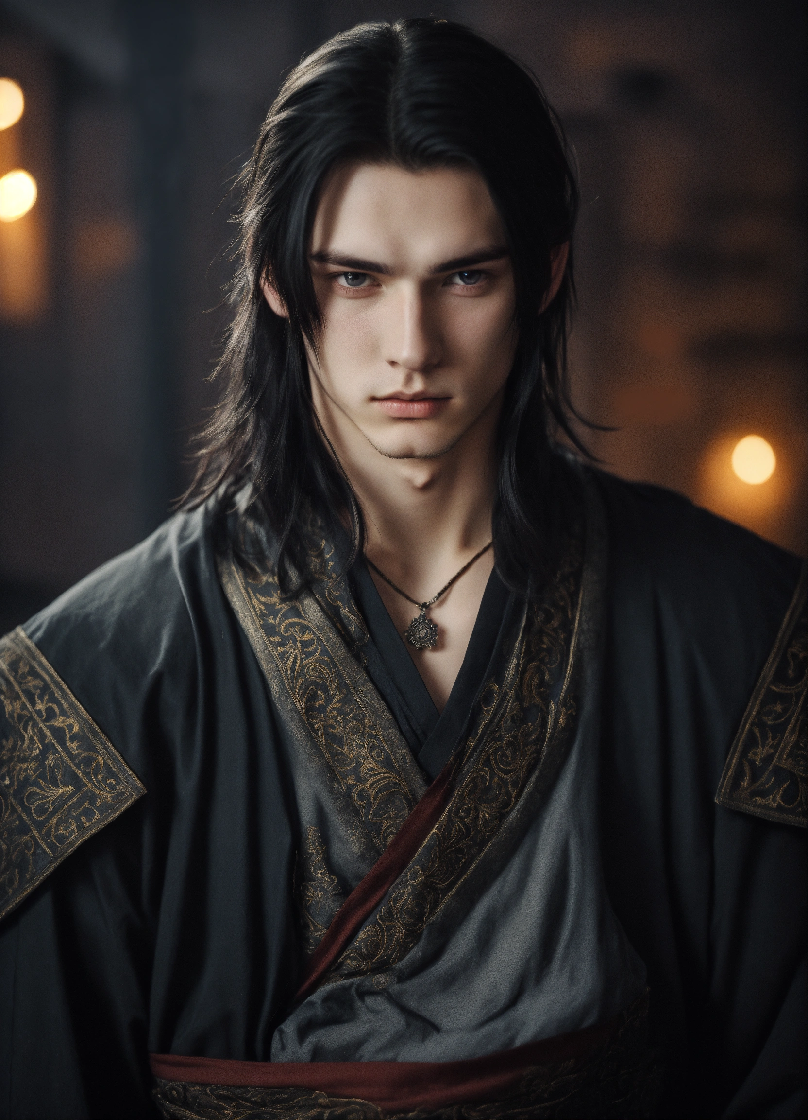 Lexica - 20-year-old Slavic man. dark black straight shoulder length ...