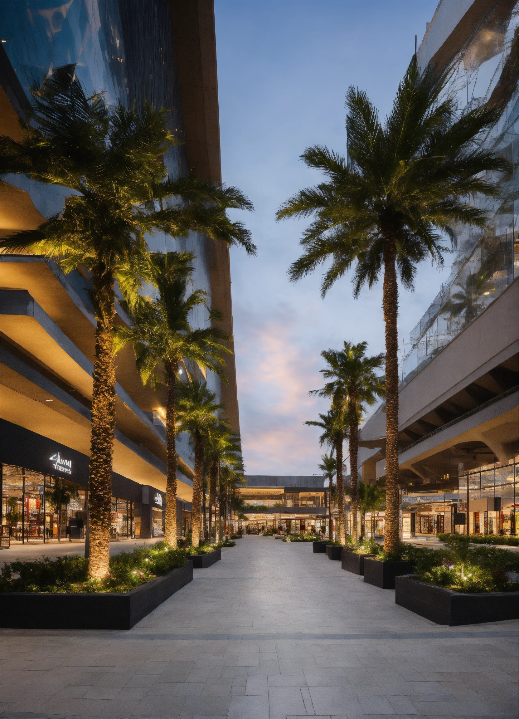 Lexica - A L shaped mall of steel with palm trees planted on one side ...