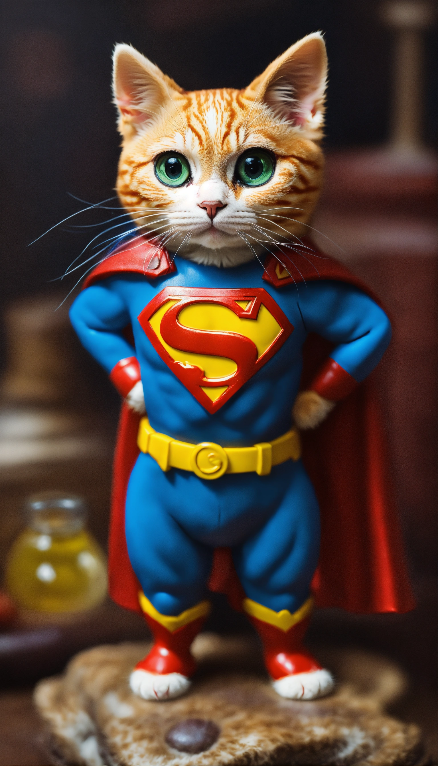 Lexica - Superman themed Cute cat, cat adventurer figure, product shot ...