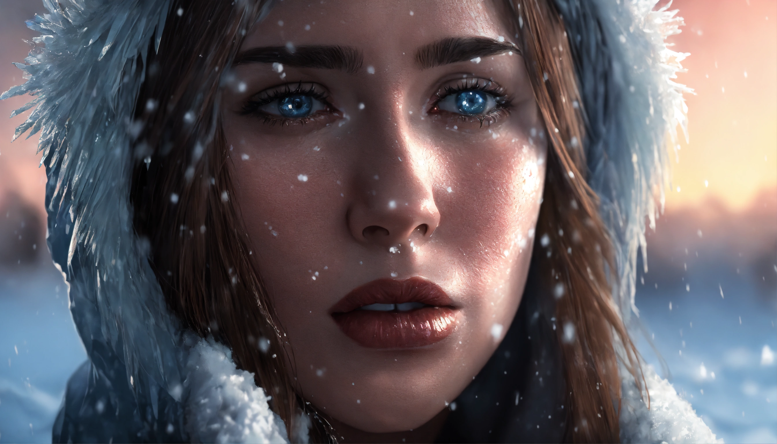 Lexica - Produce images of a woman crying tears of ice in a cold and ...