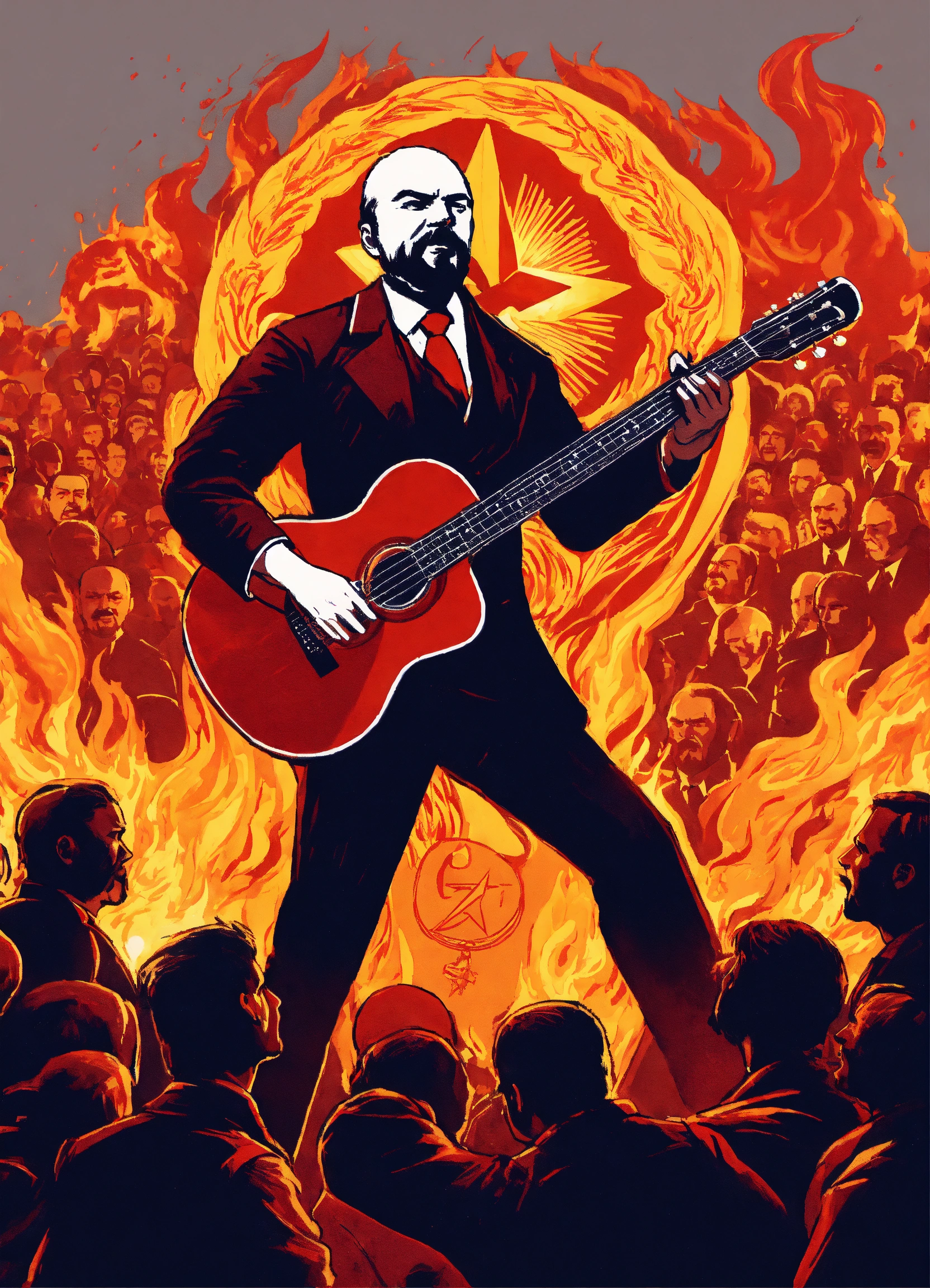 Lexica - Illustration A Lenin-esque figure, surrounded by a fervent ...