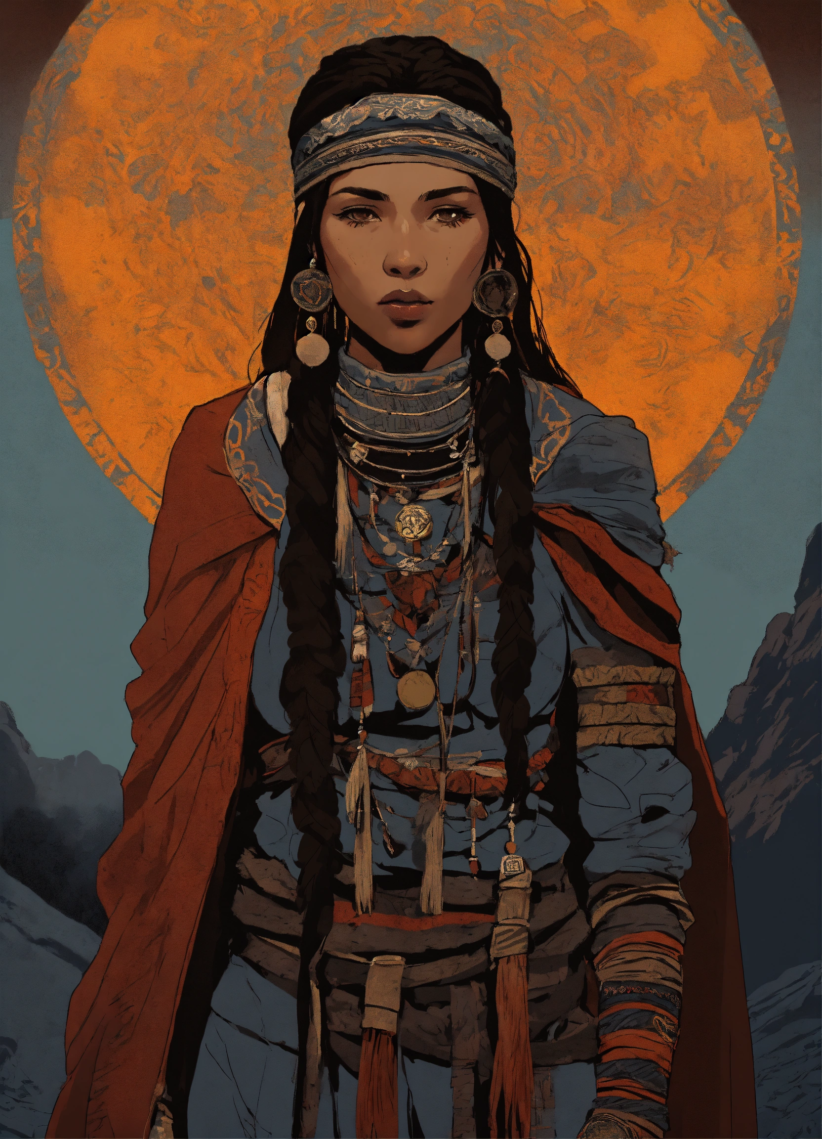 Lexica - Illustration of a young Sámi shaman woman in the style of ...