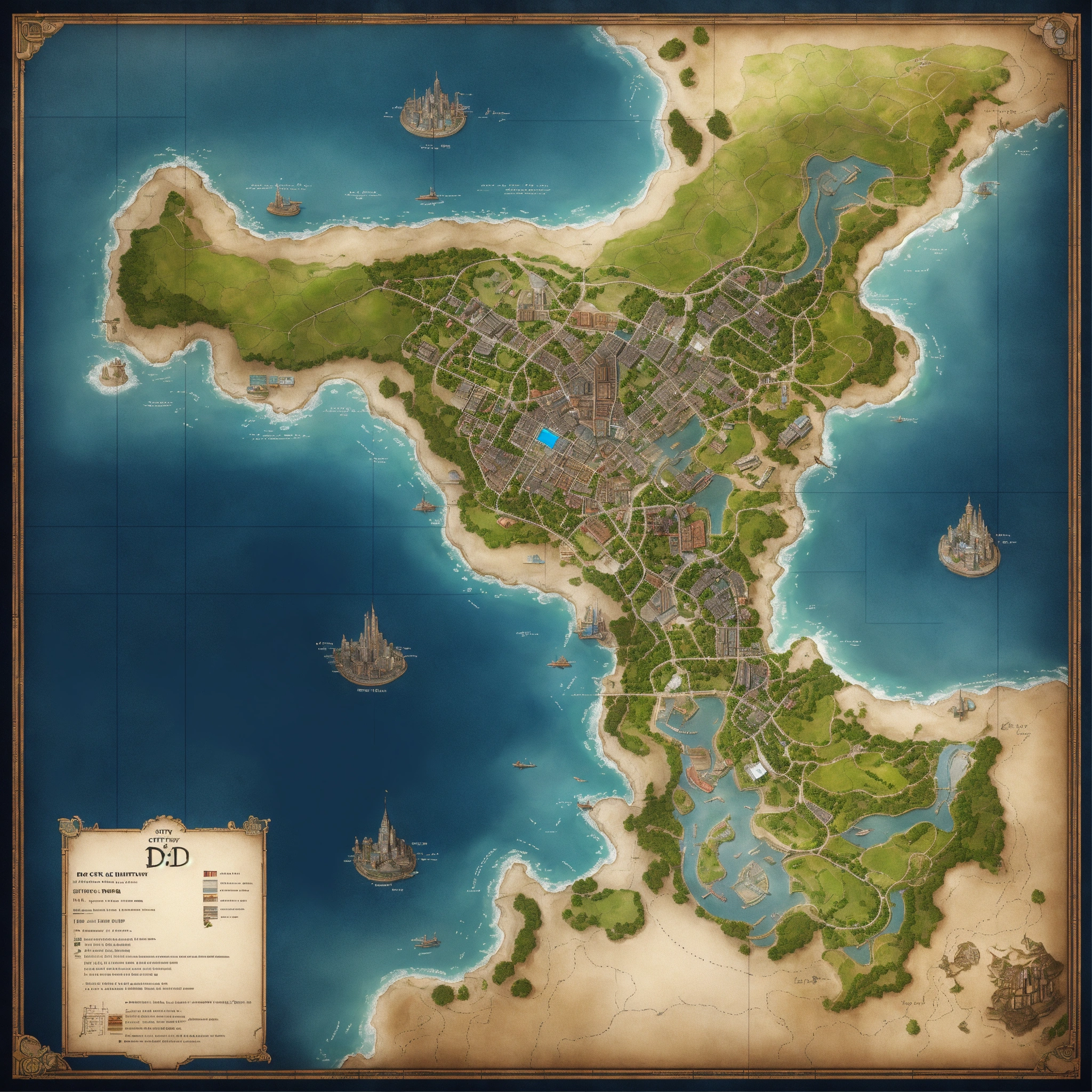 Lexica - D&D city map blueprint with an ocean on the right side. D&D ...