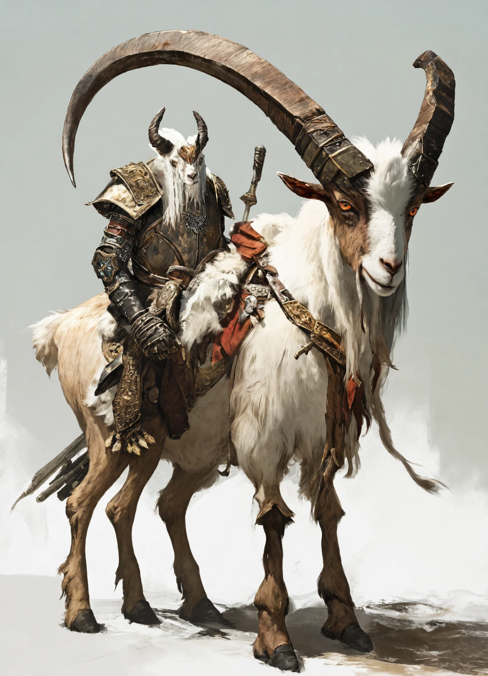 Lexica - A goat that serves as a mount for a dwarf warrior, with a ...