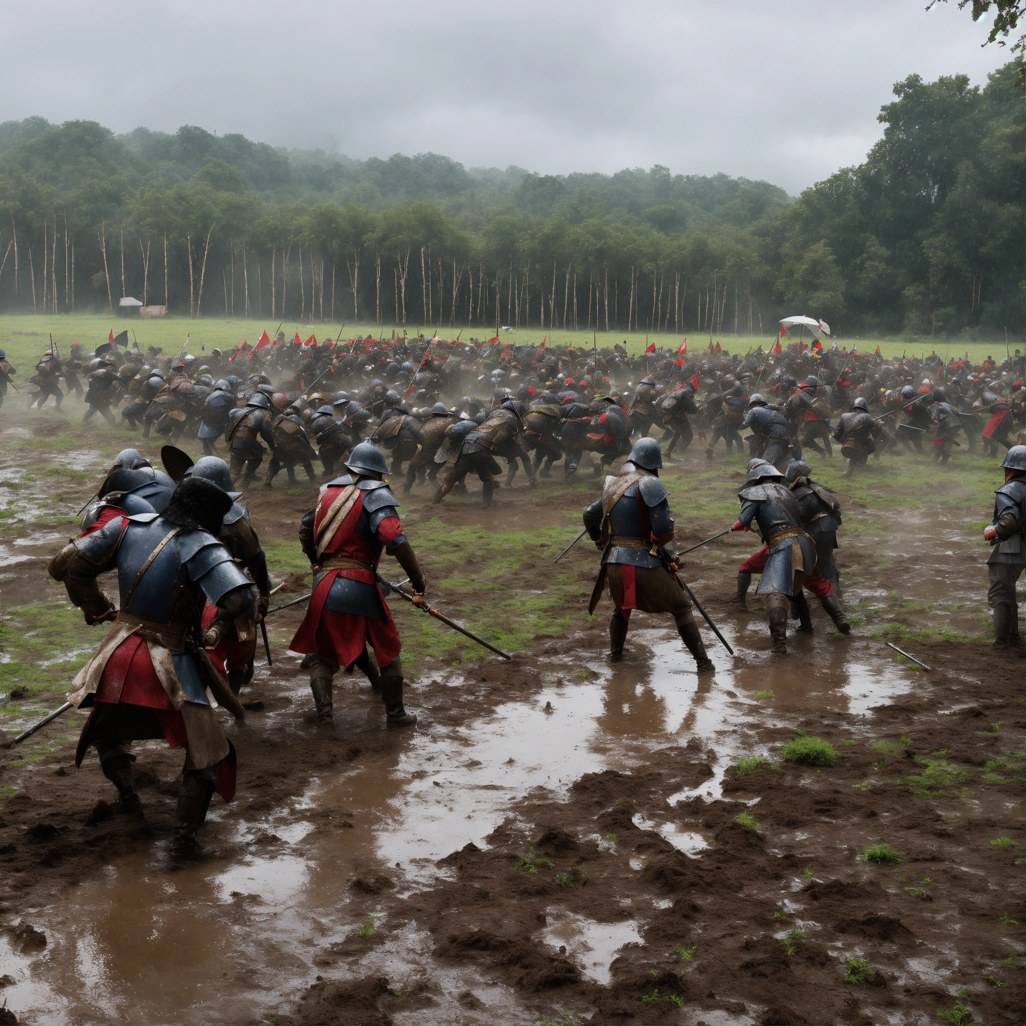 Lexica - Muddy battlefield in the rain where young nobles fight each other