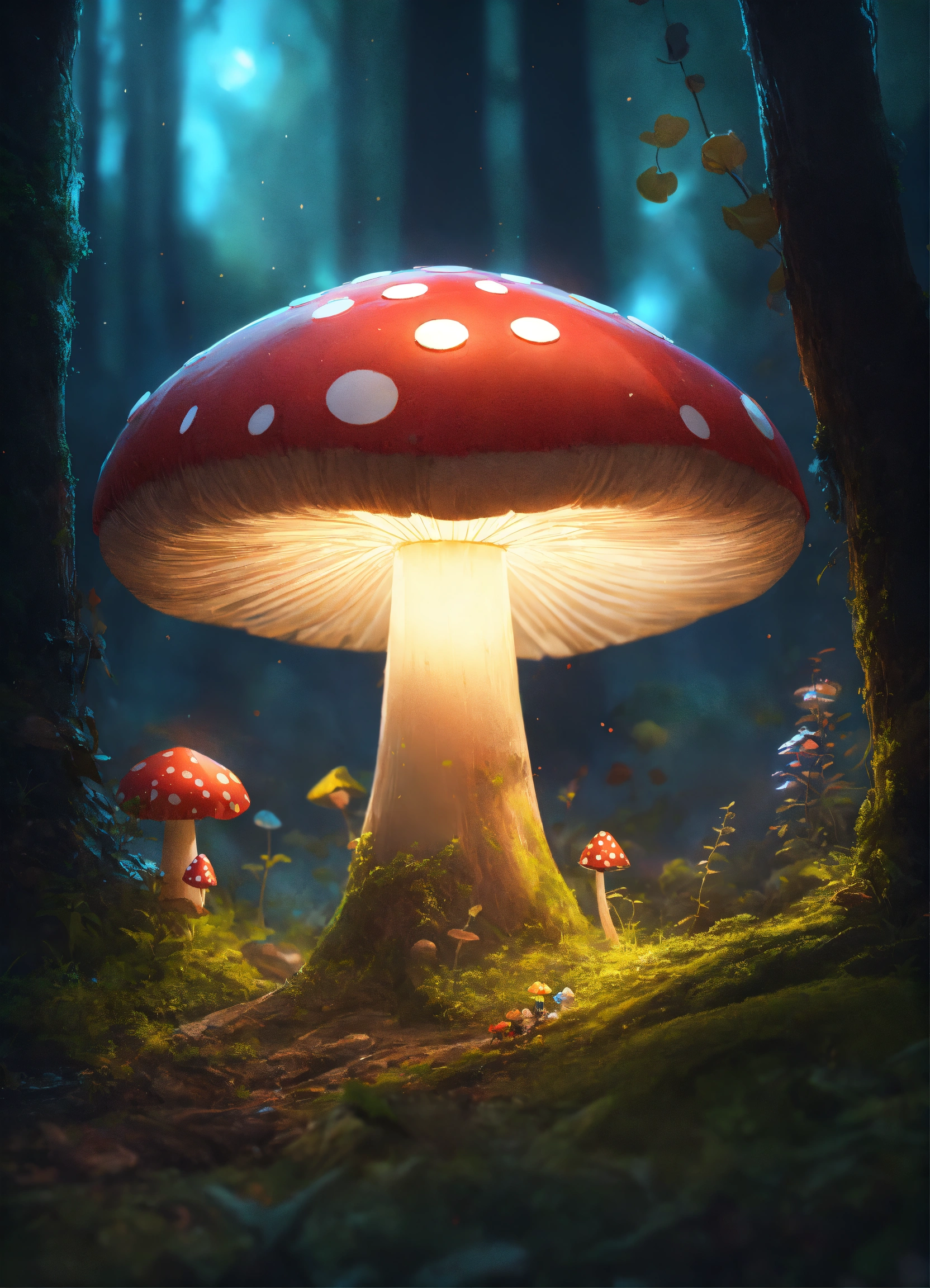 Lexica - Toadstool glows at night in the forest, made by stanley artgerm lau, wlop, rossdraws ...