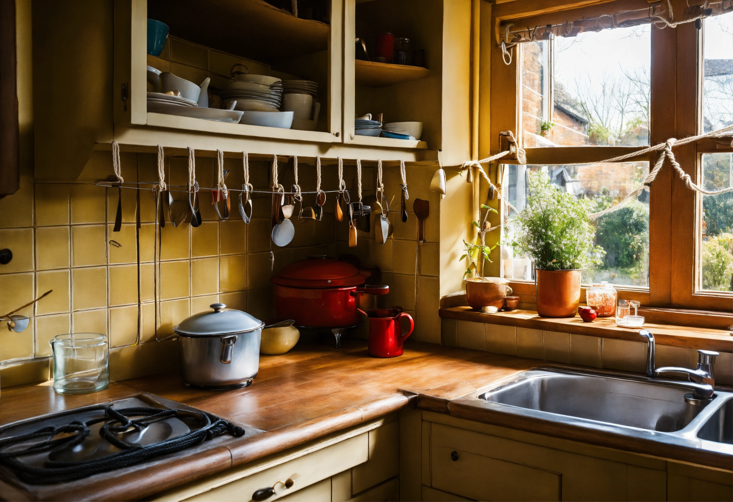 Lexica - Loose clothesline ropes in the kitchen of a typical old ...