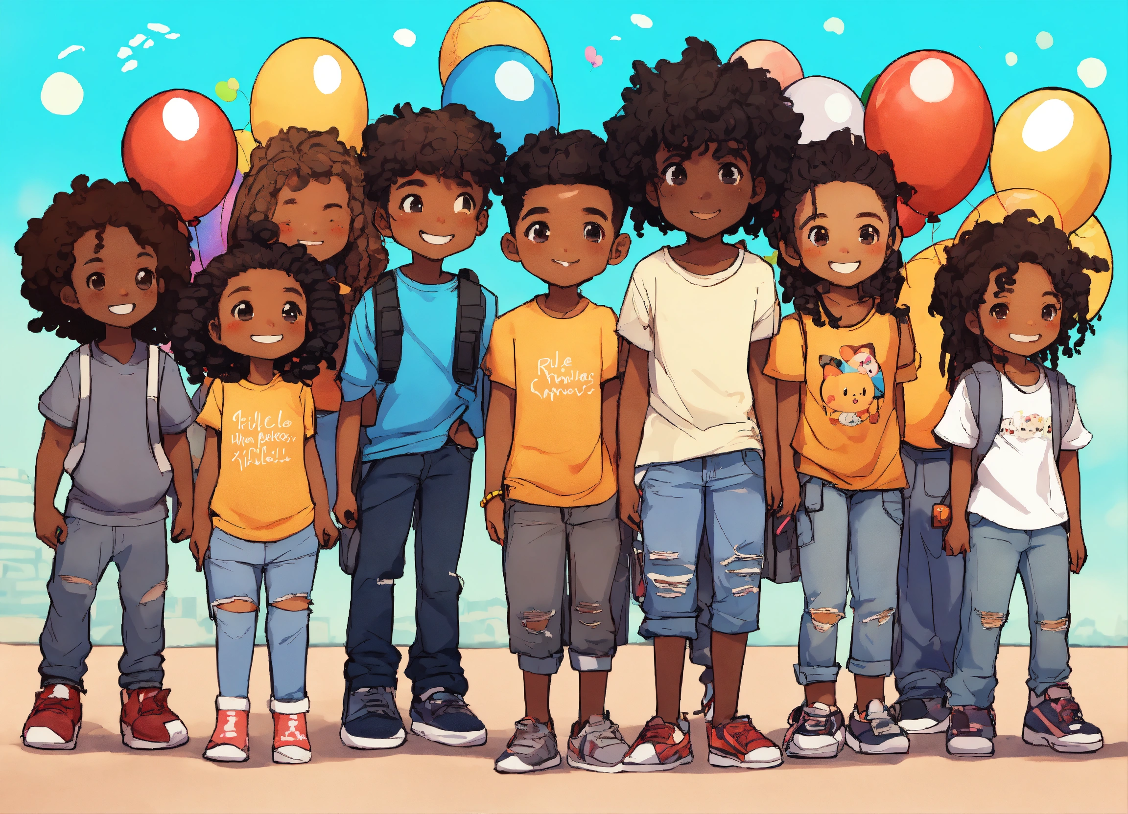 Lexica - The kawaii chibi anime storybook style art, group of smiling 8 ...