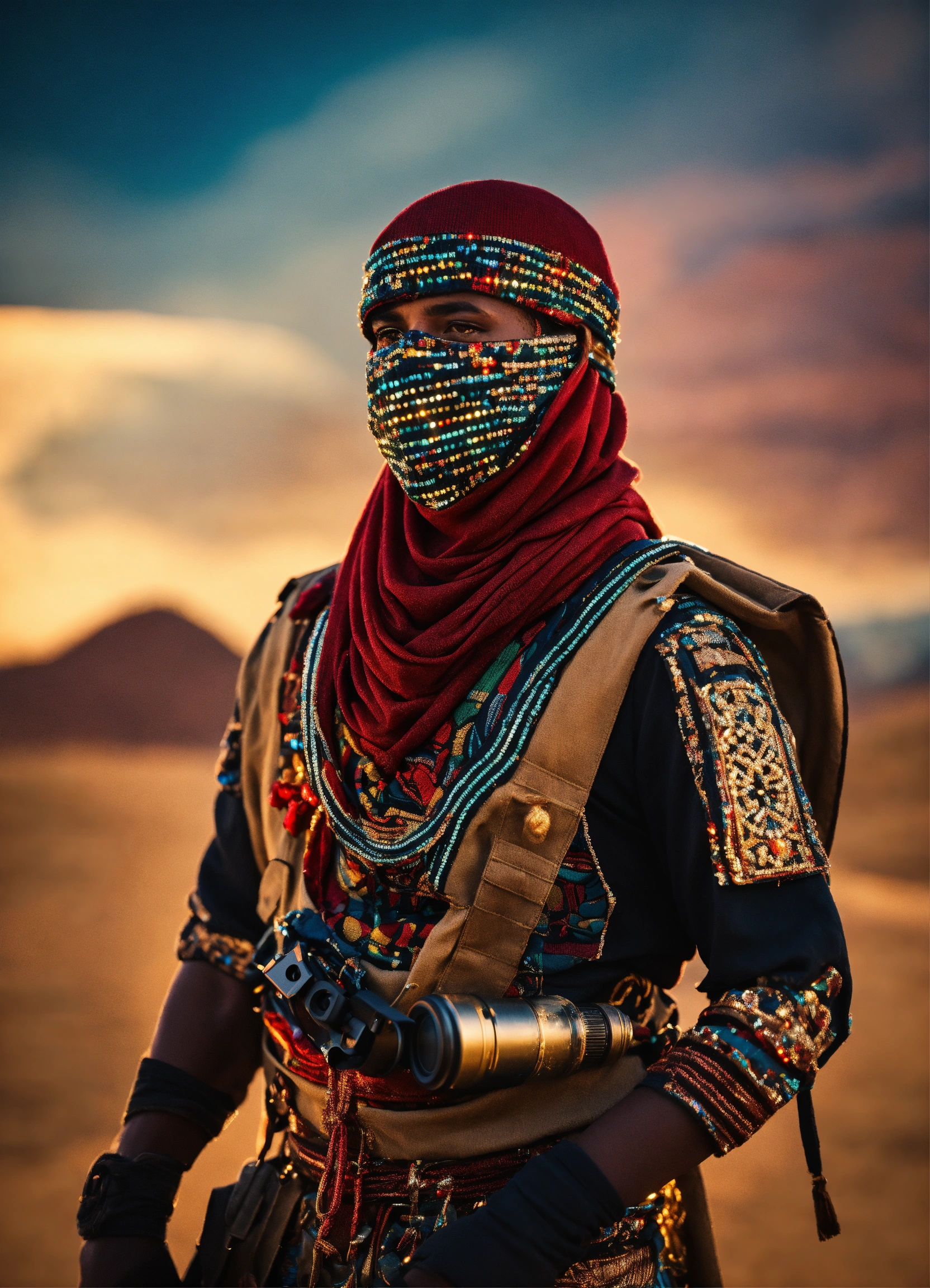 Lexica - Desert, terrorist, masked african, war background, scarfaced ...