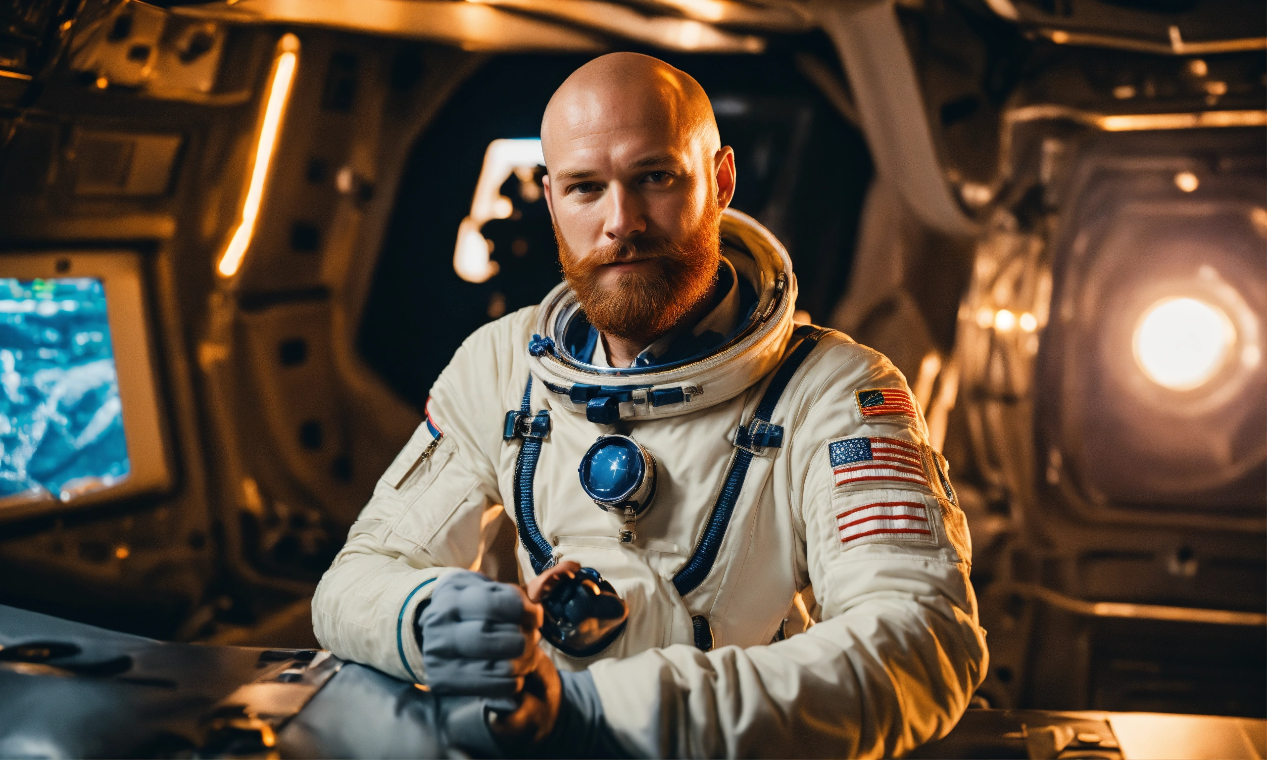 Lexica - Averege man with ginger beard and hair in astronaut suit ...