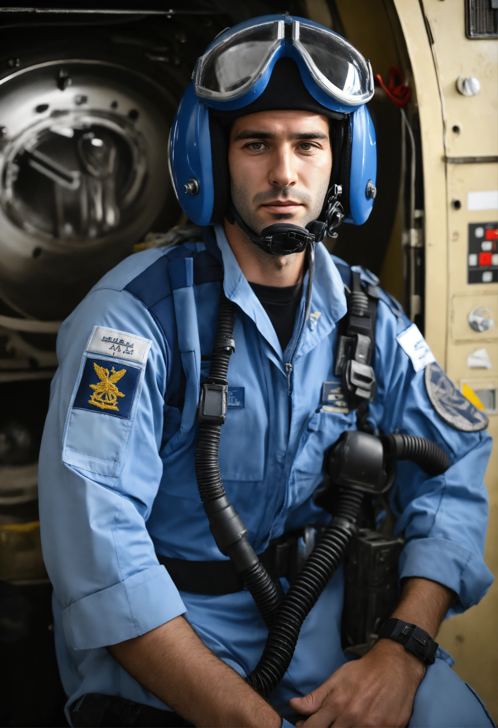 Lexica - An Israeli military pilot with a pilot's helmet that half his ...