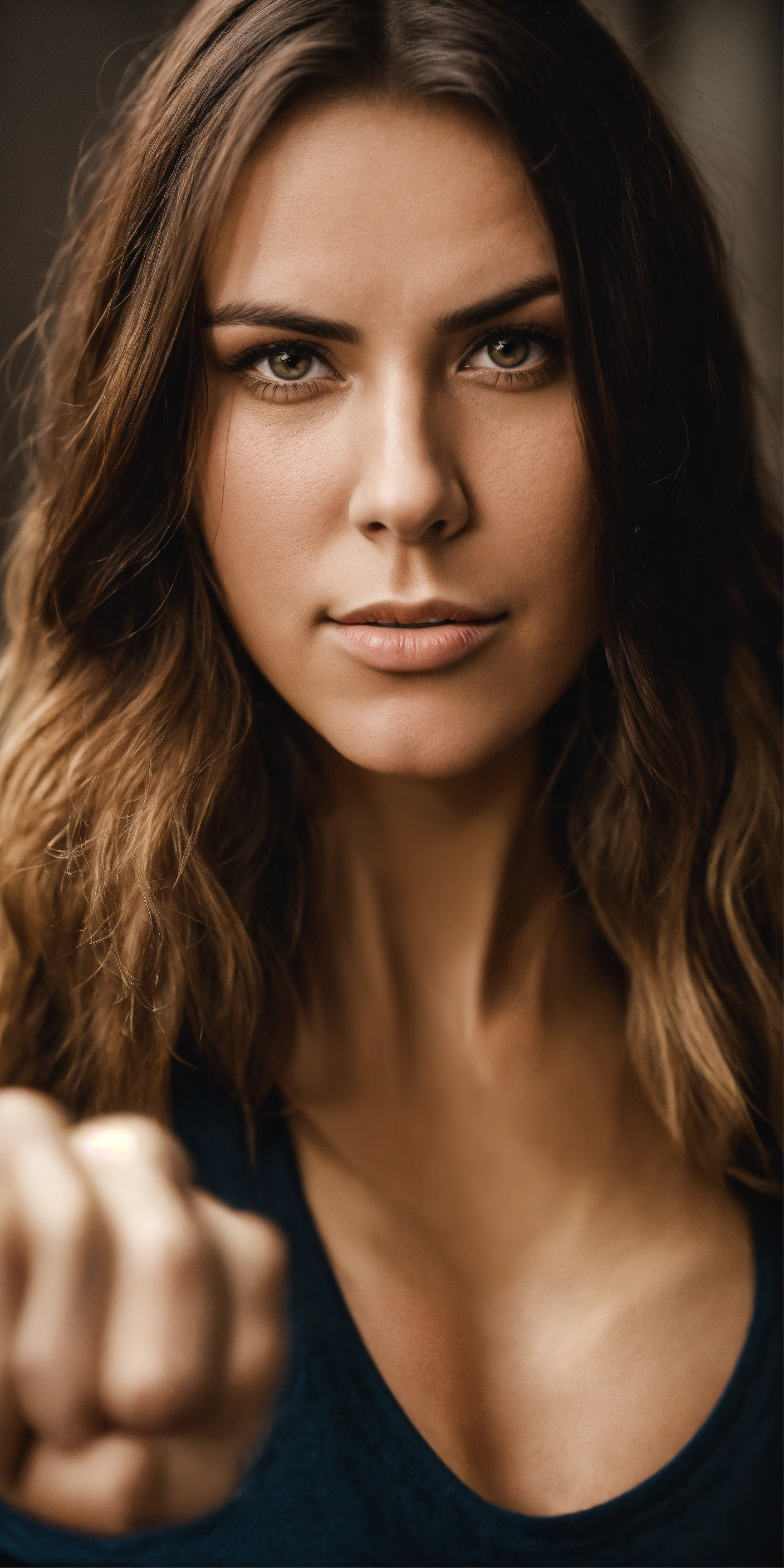 Lexica - Determined stern woman shows her fist. Woman looking at the ...