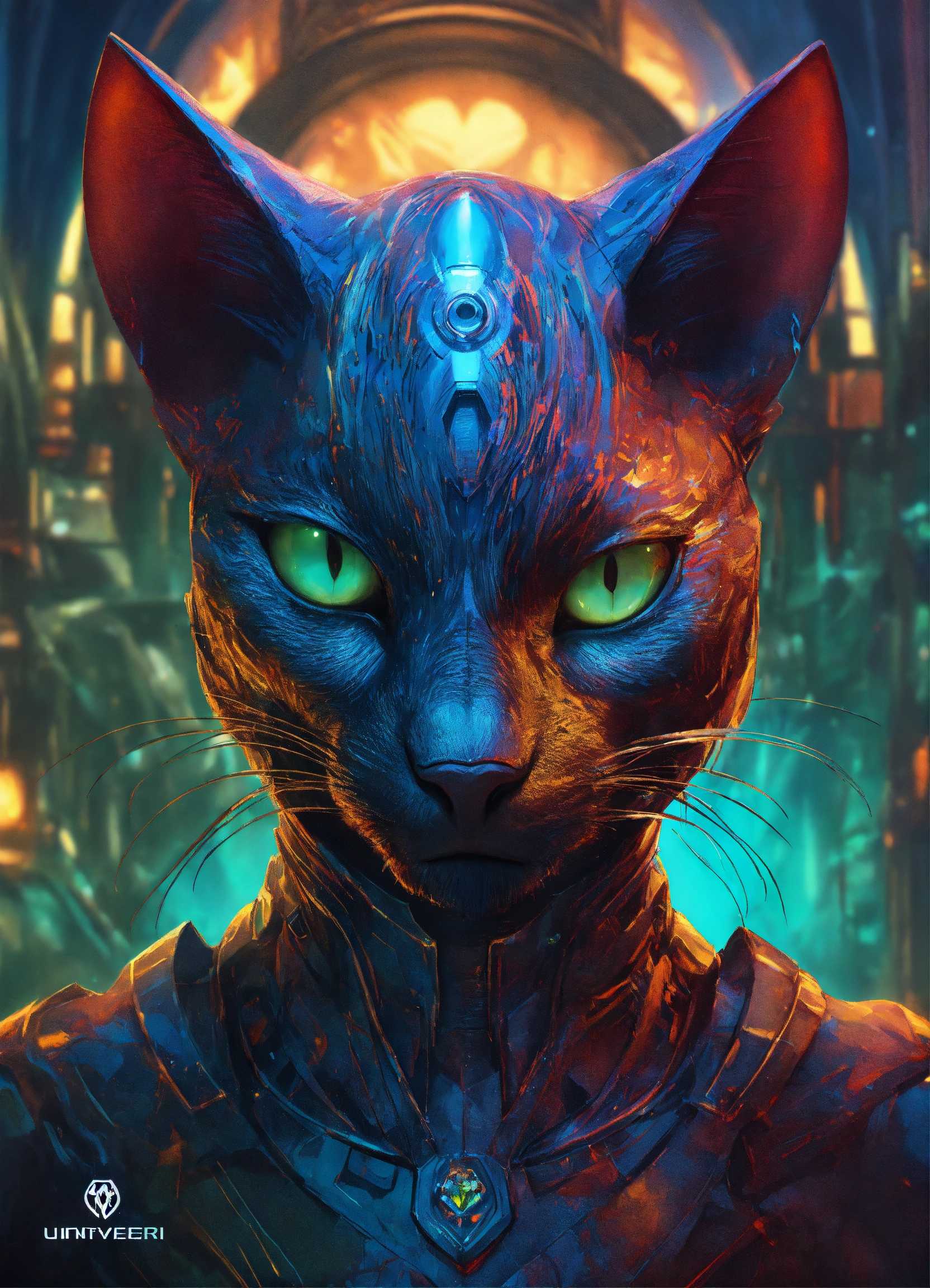 Lexica - Anthropomorphic triangle cat alien head in edgy, intricate ...