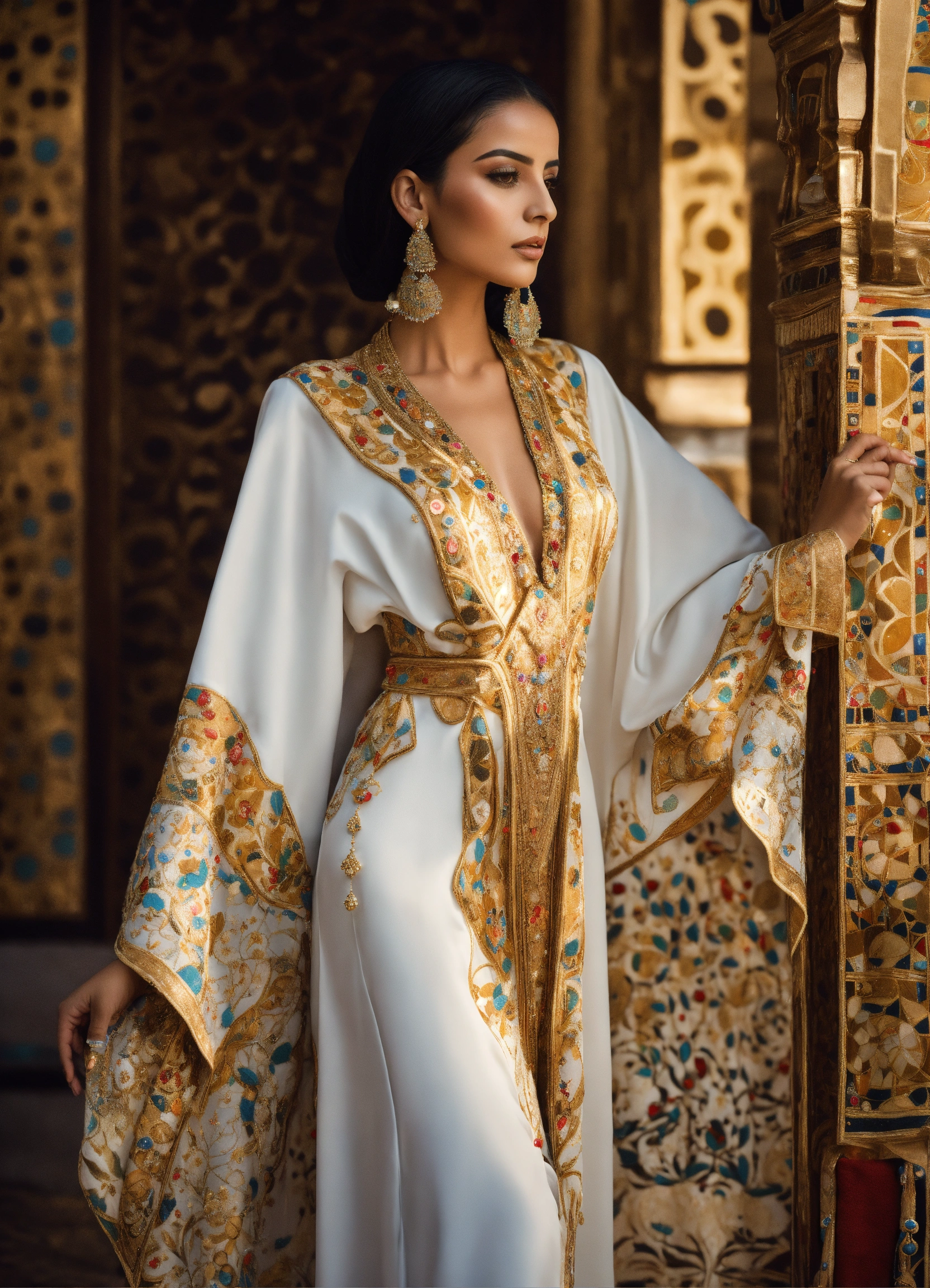 Lexica - Beautiful morrocan women wearing morrocan kaftan white , haute ...