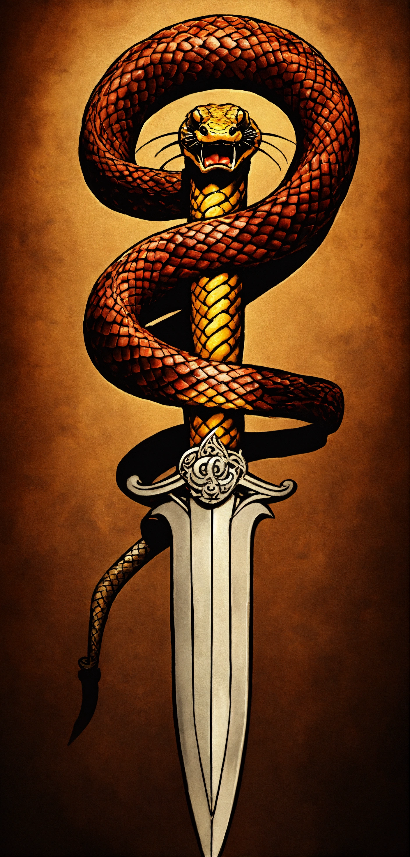 Lexica - Snake coiled around dagger tattoo design